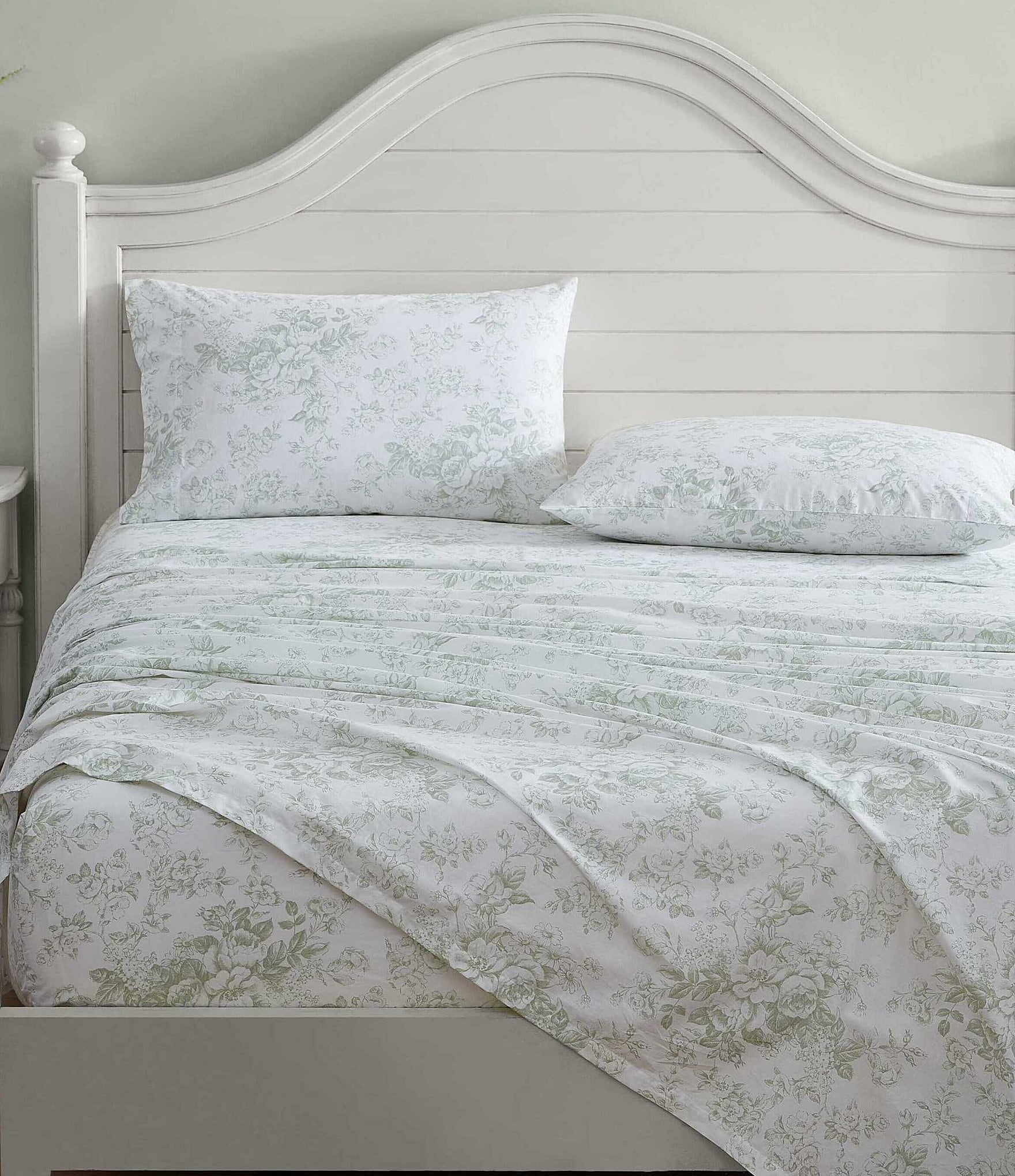 Laura Ashley Toile Delight Green Cotton Percale Sheet Set | Dillard's