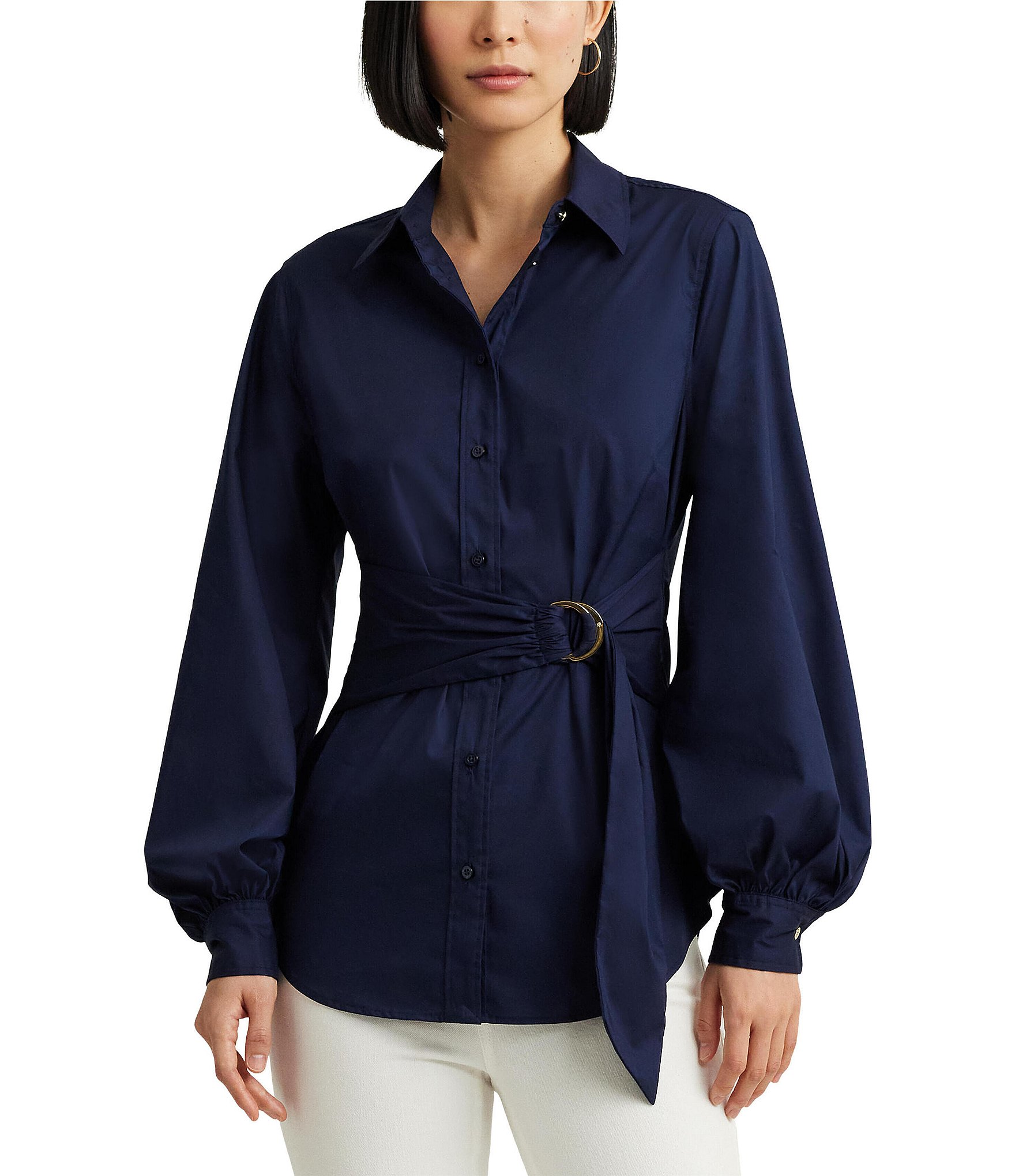 Lauren Ralph Lauren Sarill Voluminous Long Blouson Sleeve Point Collar