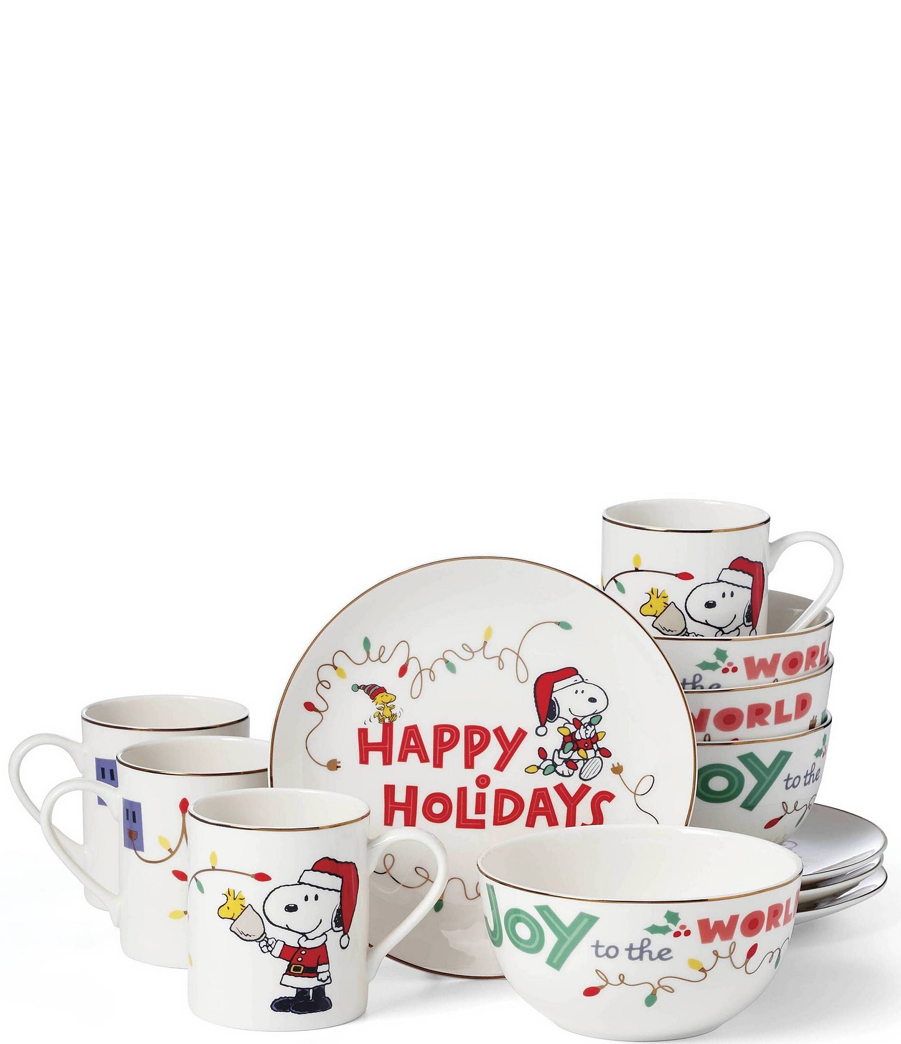Lenox Snoopy Christmas 12-Piece Dinner Set | Dillard's
