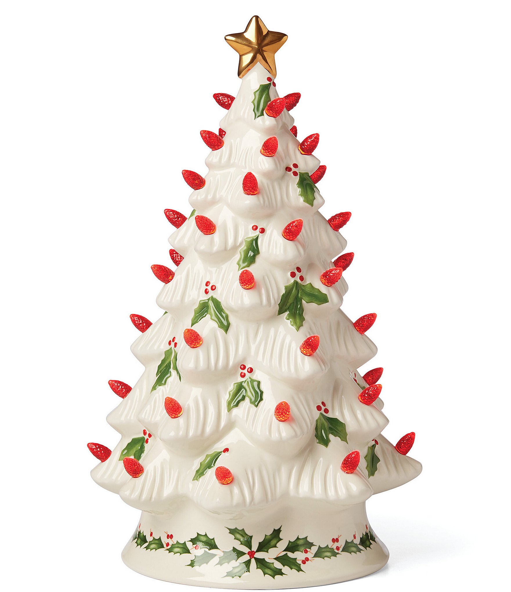 Lenox Treasured Traditions Holiday Red Bulbs Lit Tree | Dillard's