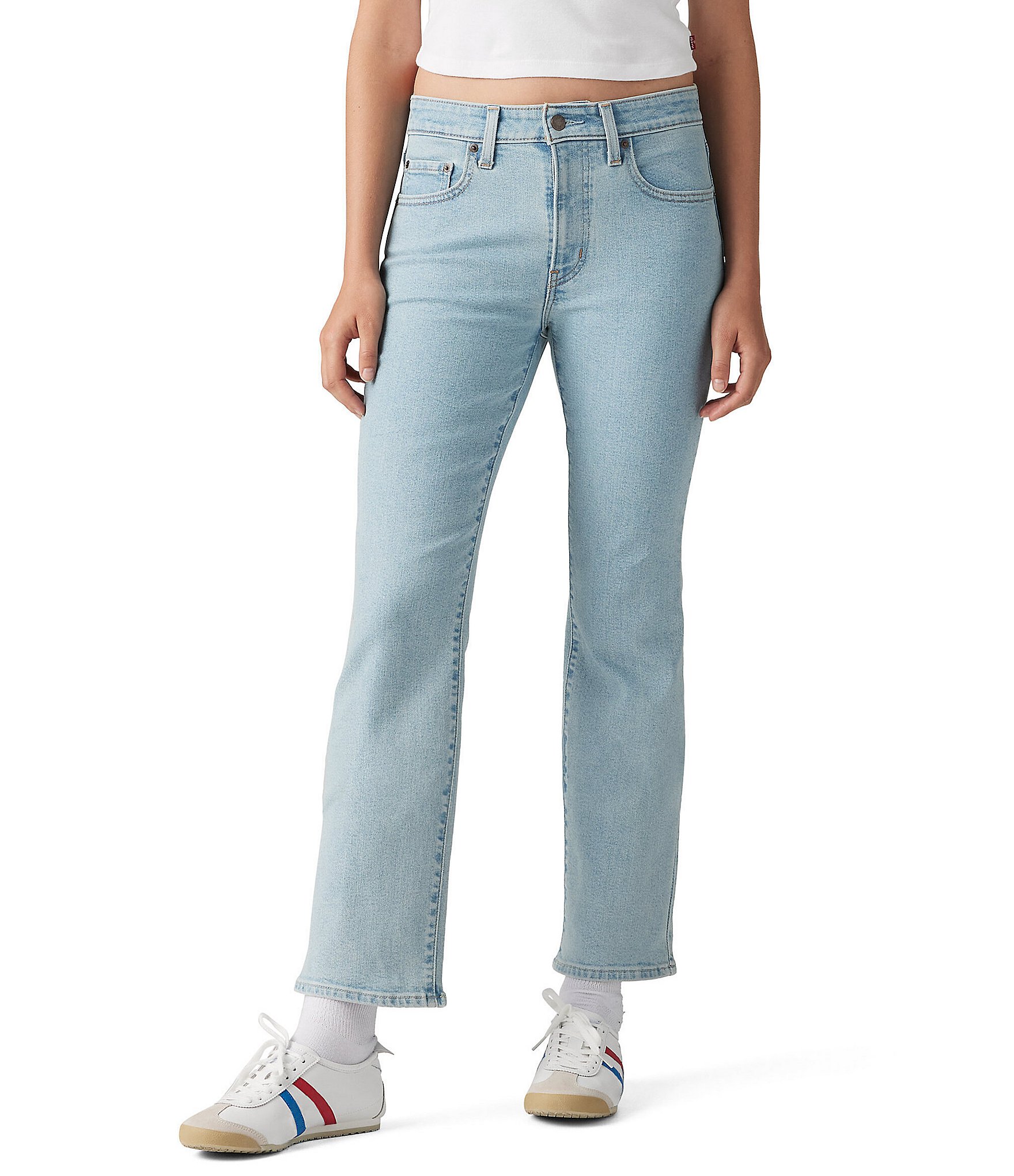 Levi's® 725 High Rise Light Wash Kick Bootcut Ankle Jeans | Dillard's