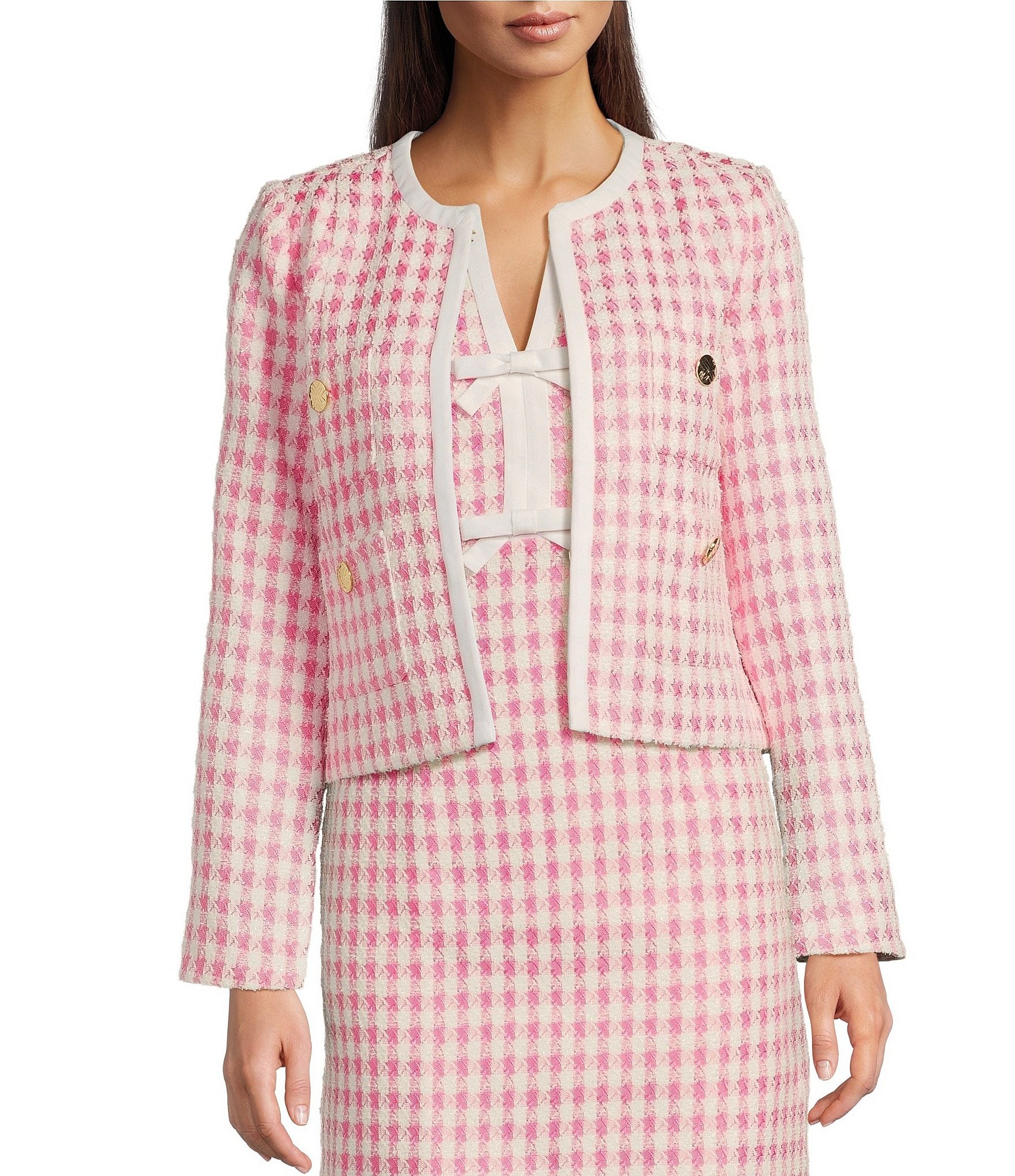 Lilly Pulitzer Rohana Charming Check Boucle Crew Neck Long Sleeve ...