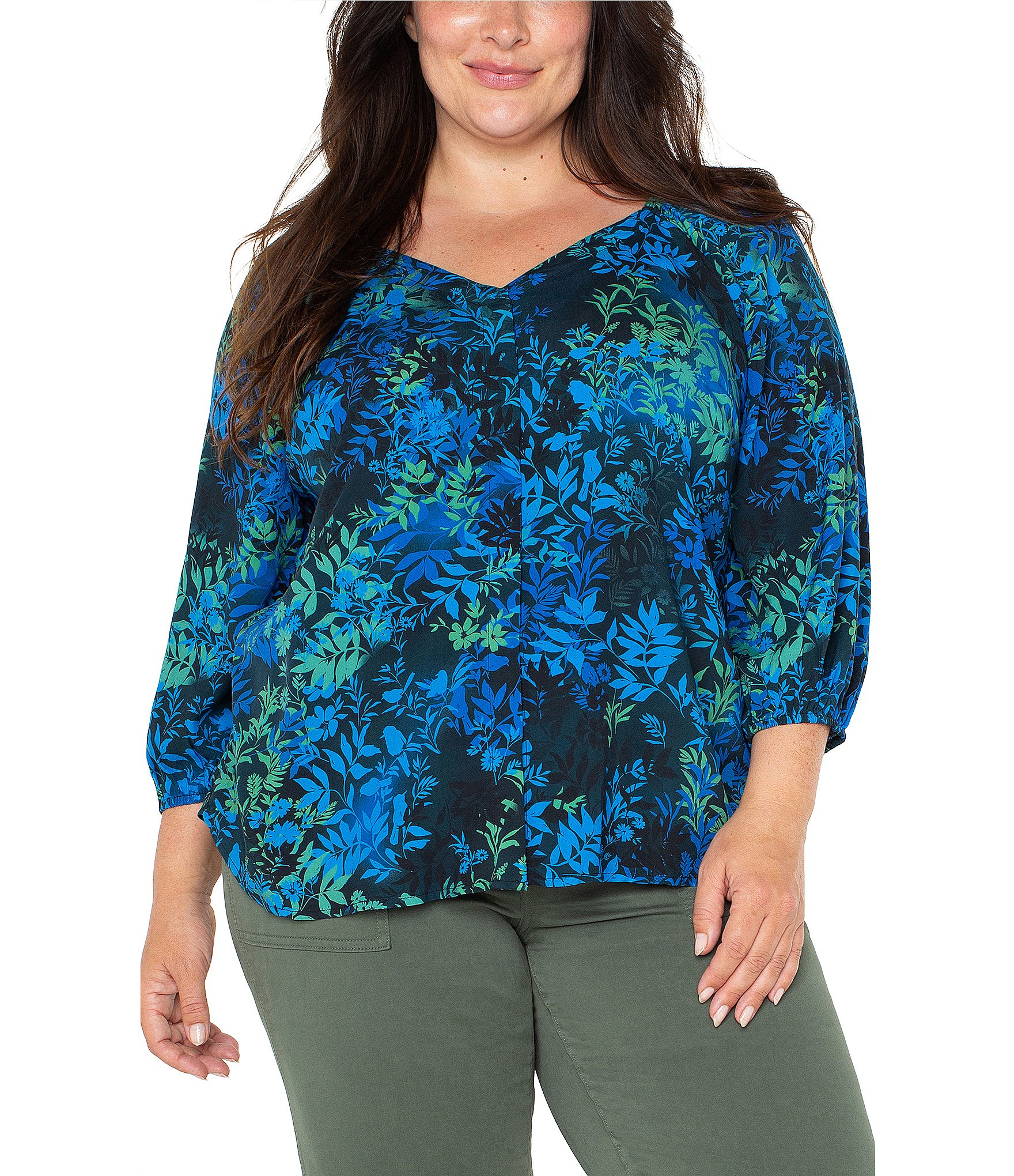 Liverpool Los Angeles Plus Size Printed Sweetheart Neckline 3 4 Sleeve