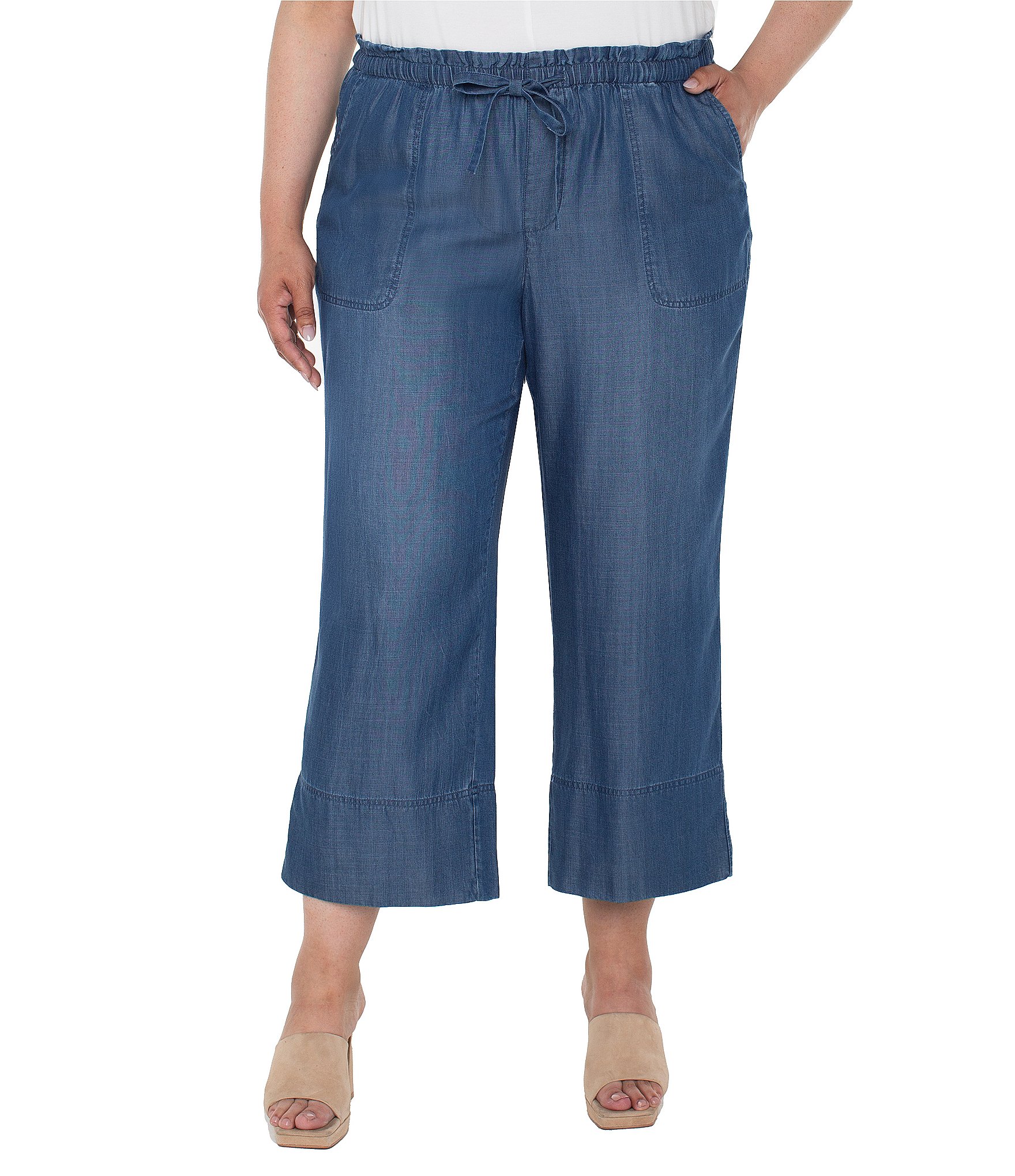 Liverpool Los Angeles Plus Size Pull-On Tie Waist Wide Leg Pants ...