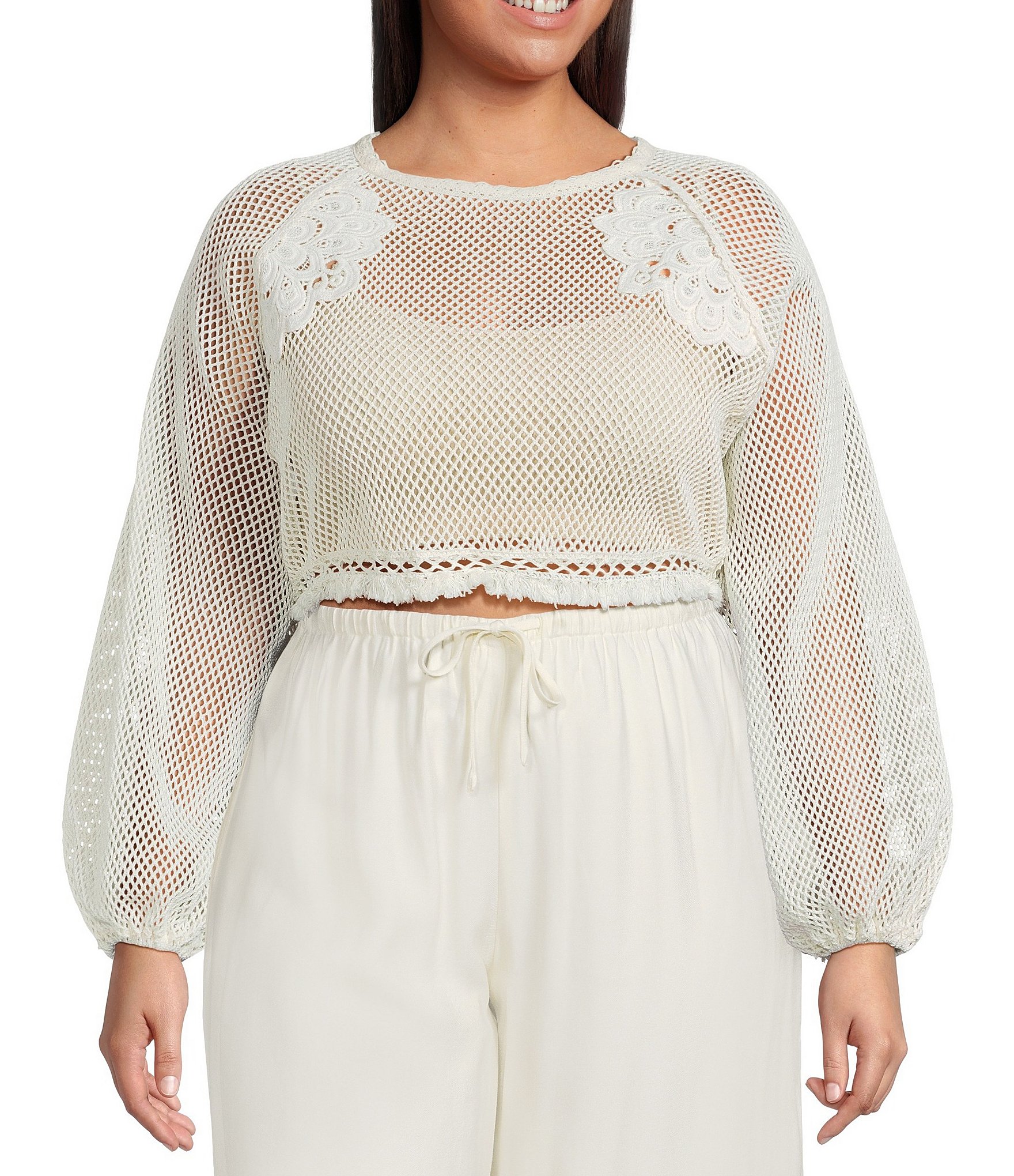 Lucy Paris Plus Dual Reversible Crochet Top | Dillard's
