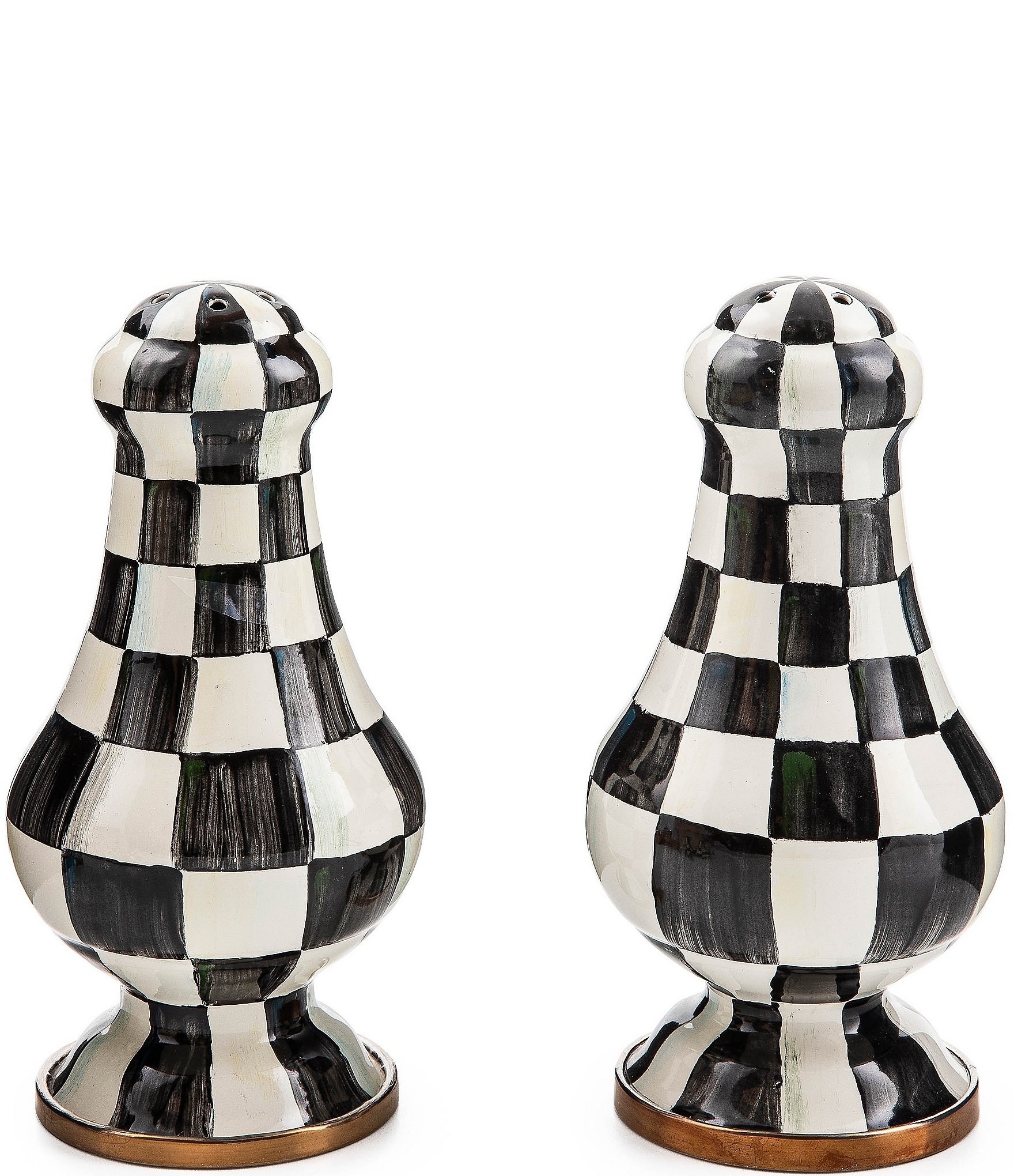 MacKenzie-Childs Check Enamel Large Salt & Pepper Shaker Set | Dillard's