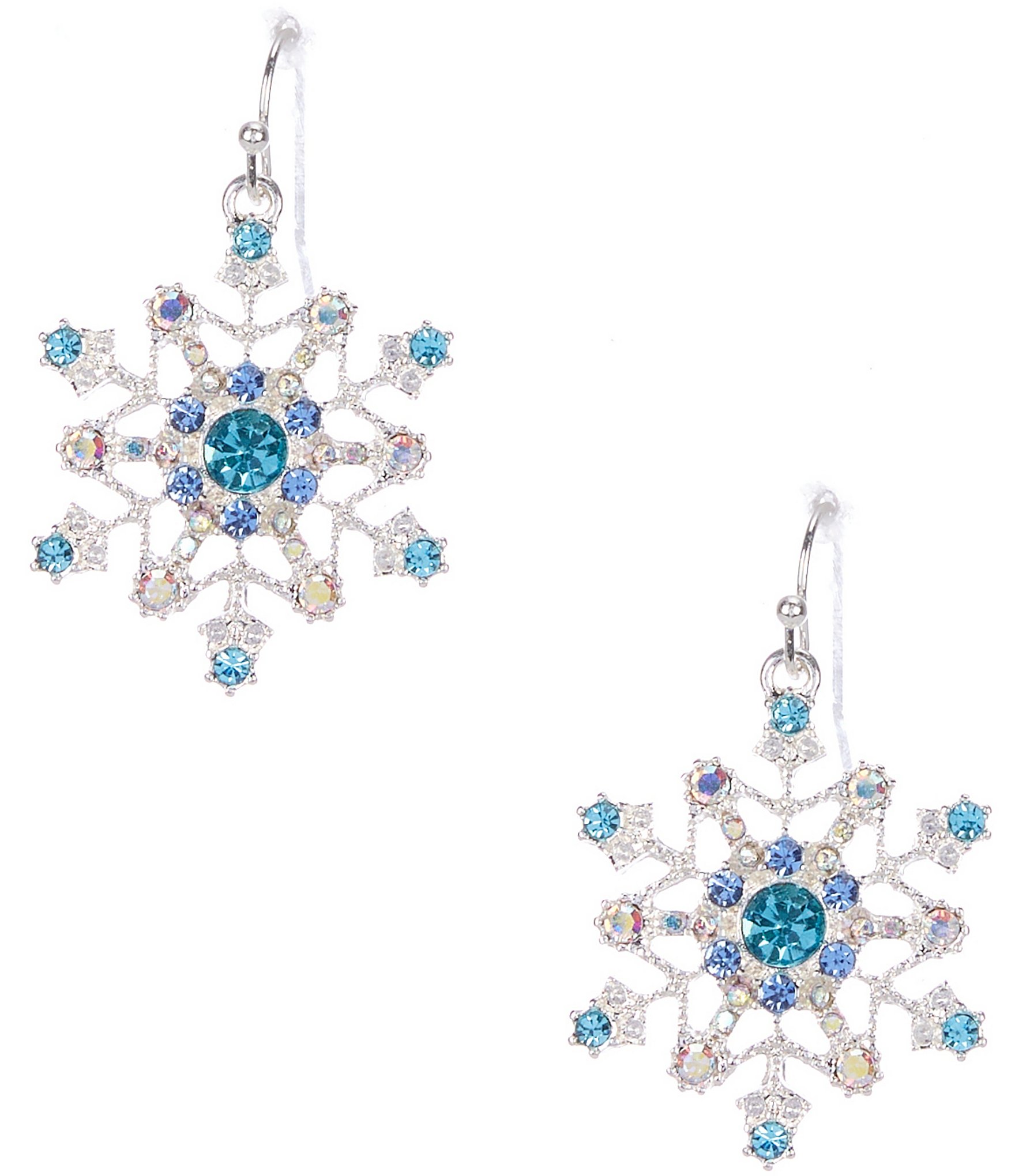 Merry & Bright Blue Crystal Christmas Snowflake Drop Earrings | Dillard's