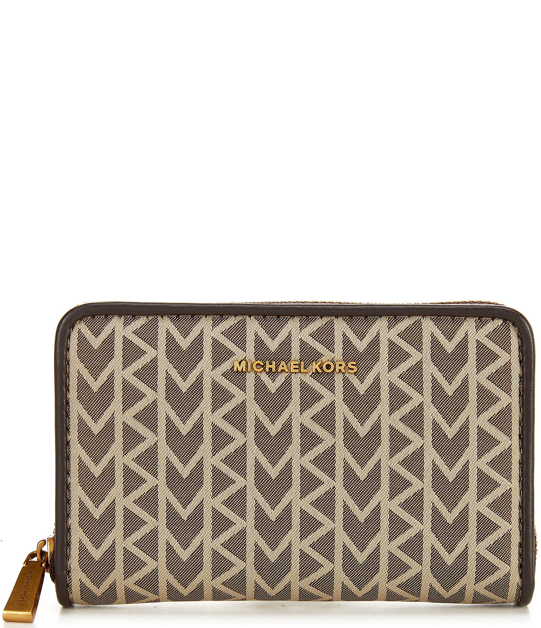 Michael Kors Jet Set Small Zip Around Contrast Trim Card Case | Dillard's