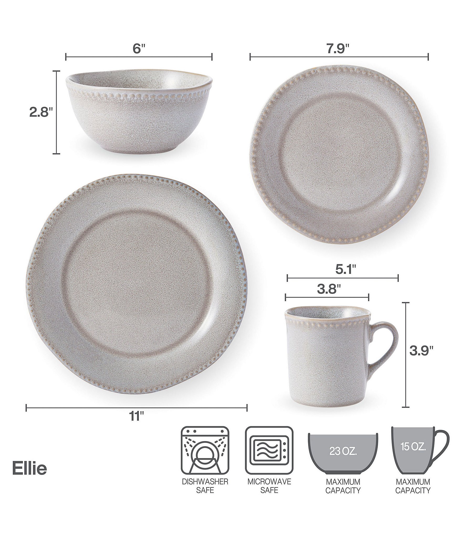 Mikasa Ellie Grey 16-Piece Dinnerware Set | CoolSprings Galleria