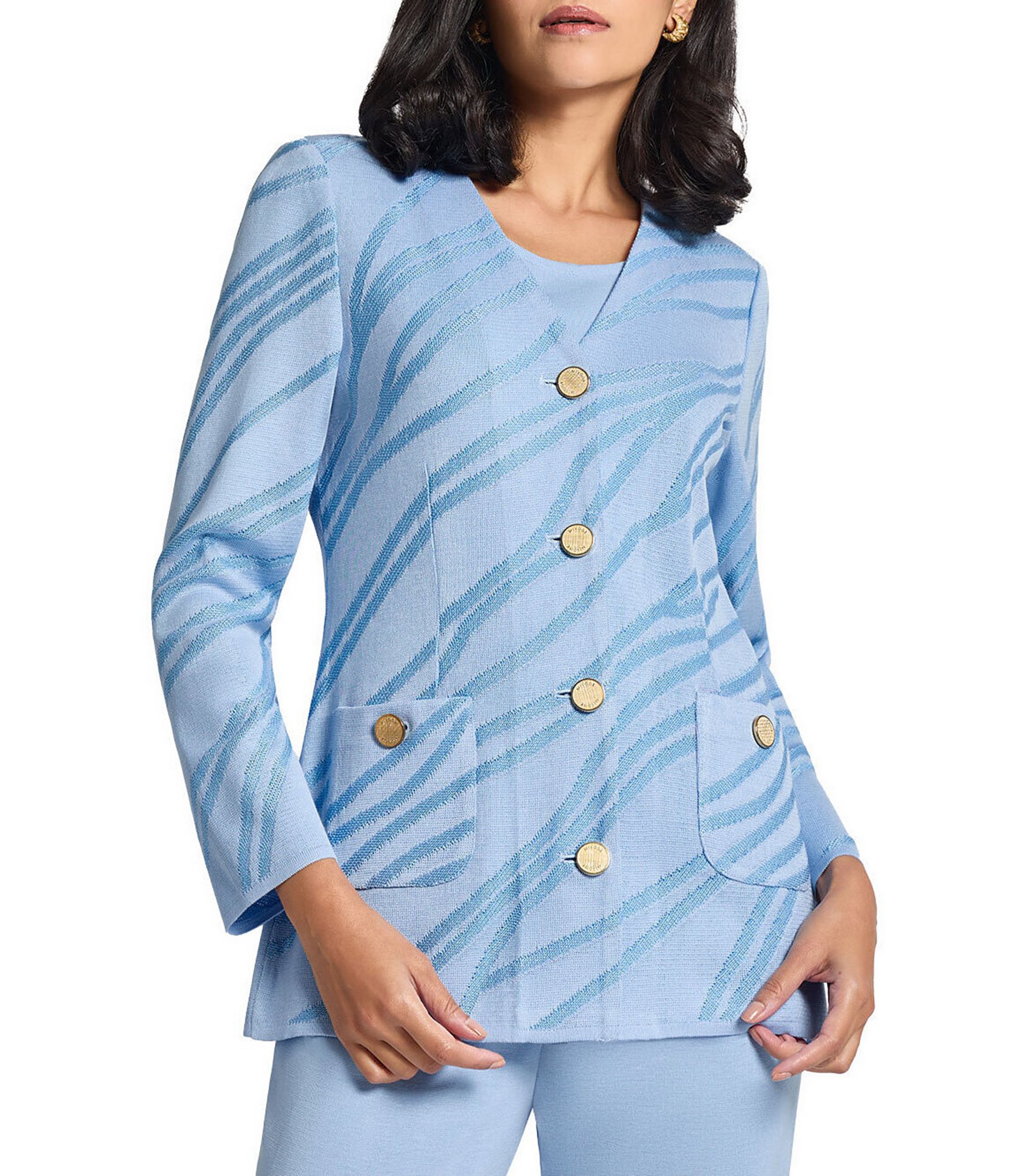 MISOOK Abstract Knit V-Neck Long Sleeve Jacket | Dillard's