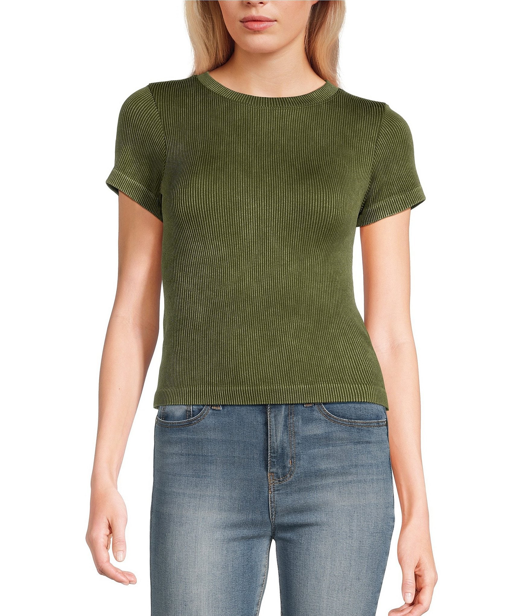 Moa Moa Cap Short Sleeve Crew Neck Solid T-Shirt | Dillard's