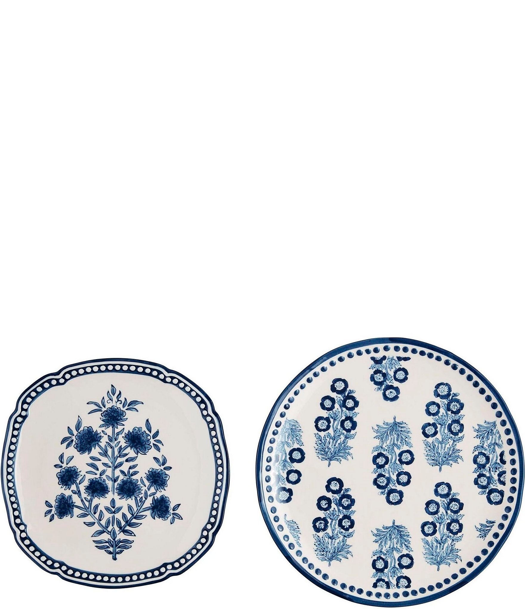 Mud Pie Block Print Blue Nested Platter | Dillard's