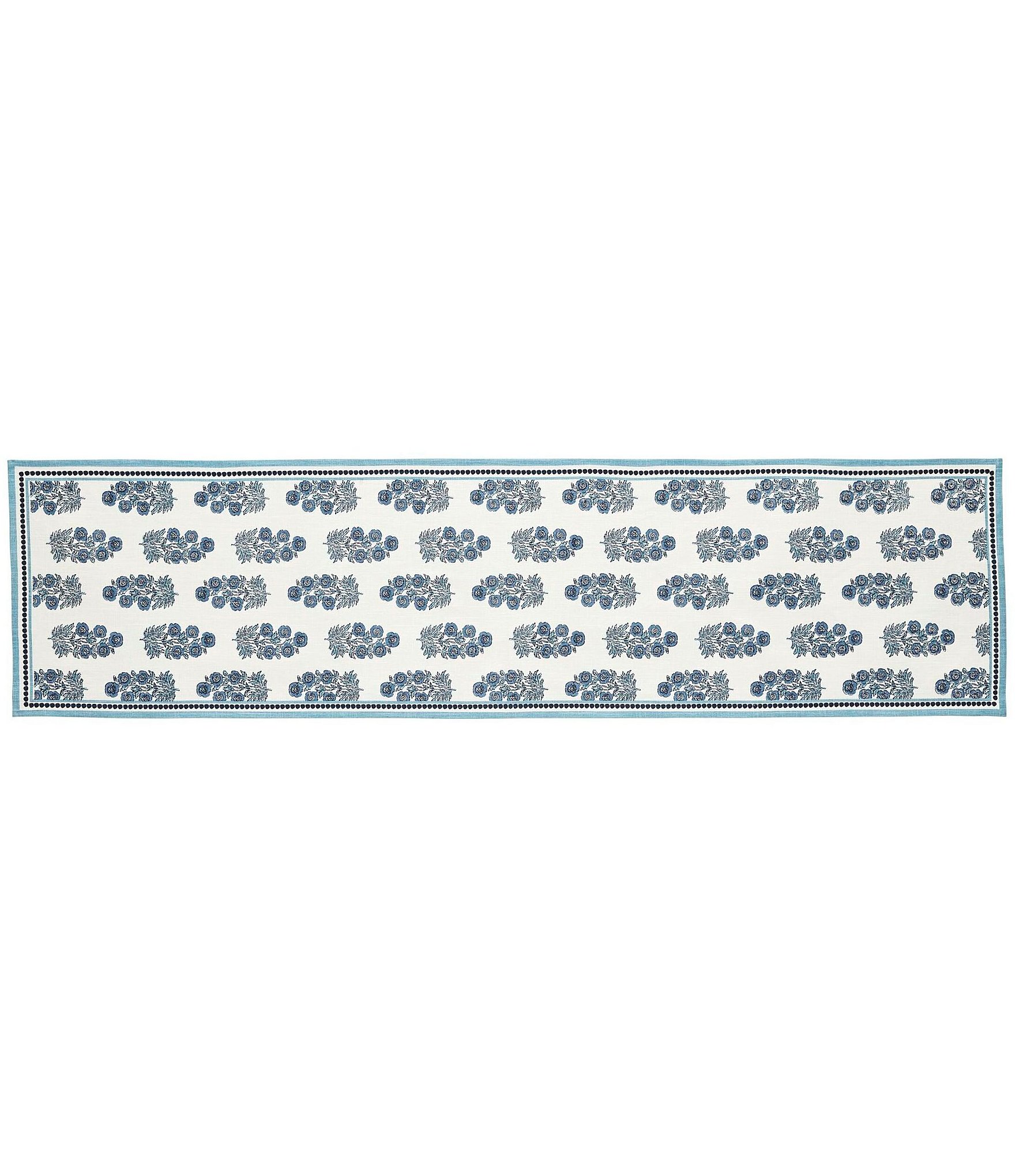 Mud Pie Blue Block Print Runner, 72" | Dillard's