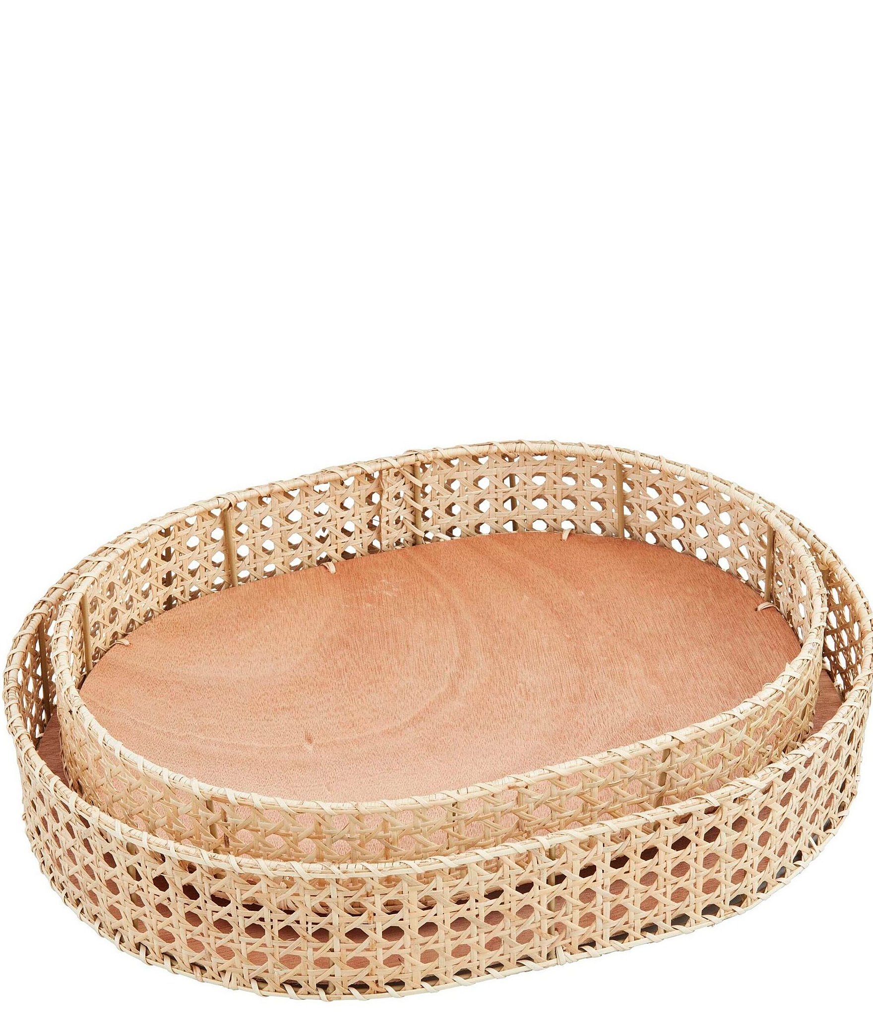 Mud Pie Nested Woven Cane Tray Set | Dillard's
