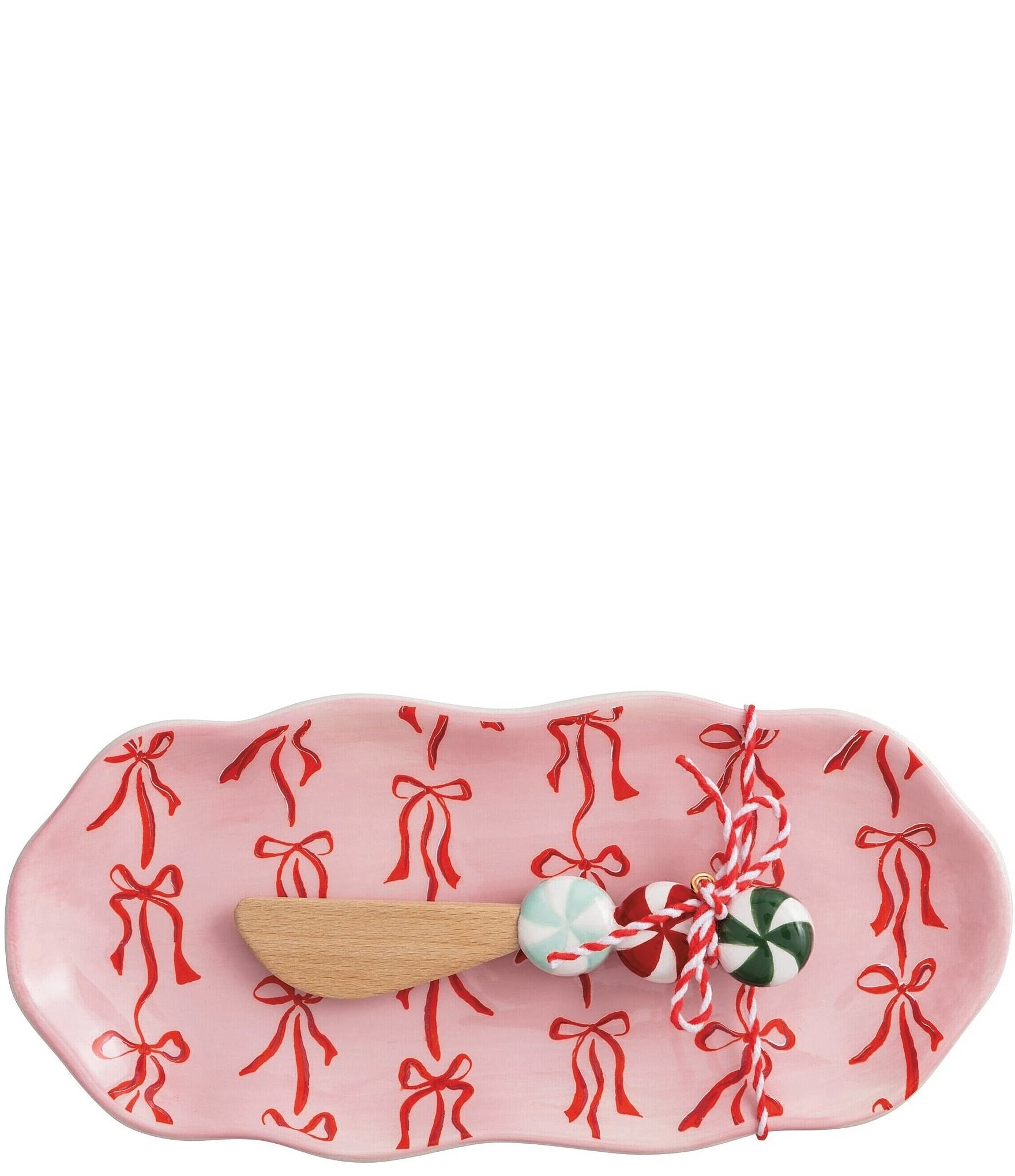 Mud Pie Twas The Night Collection Bow Xmas Everything Platter | Dillard's