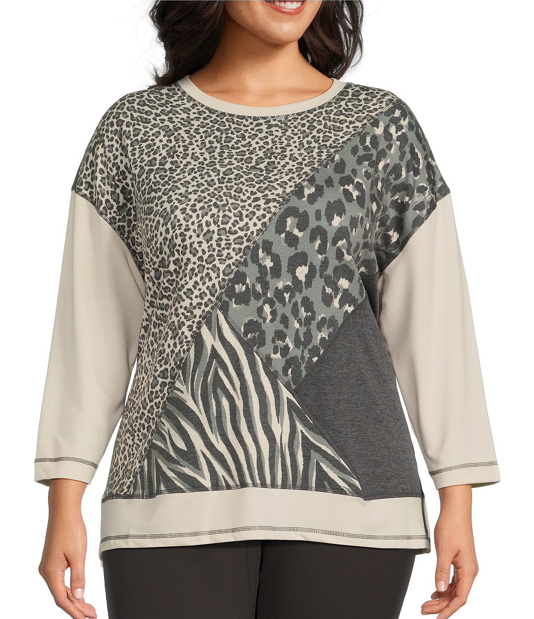 Slimsation® by Multiples Plus Size Solid Ease-Y-Fit Knit Pull-On Ankle ...