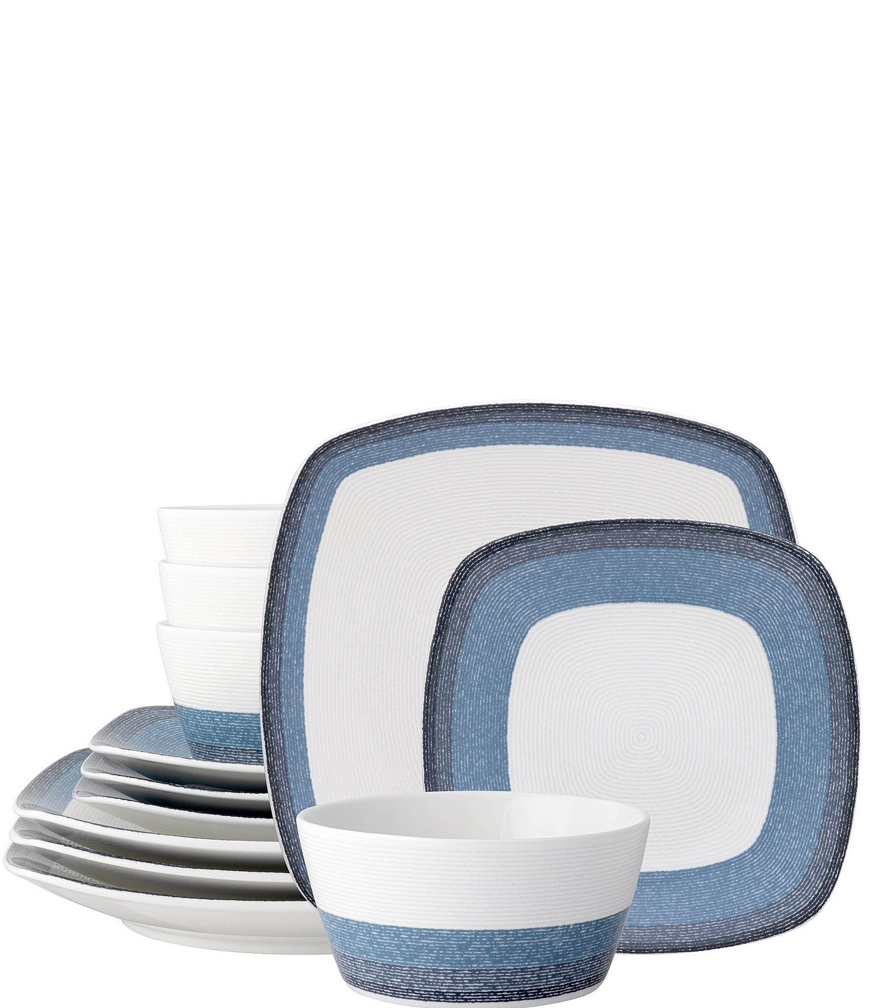 Noritake Colorscapes Layers Collection 12-Piece Square Dinnerware Set ...