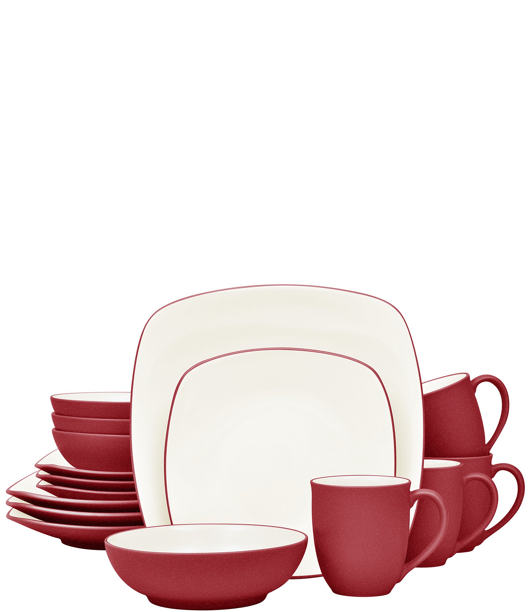 Noritake Colorwave Raspberry Collection 16-Piece Square Set, Service ...