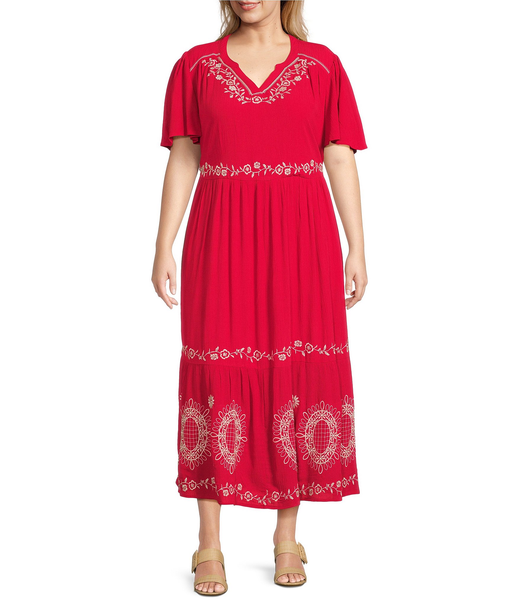 Nurture Plus Size Flutter Sleeve Maxi Dress | Dillard's