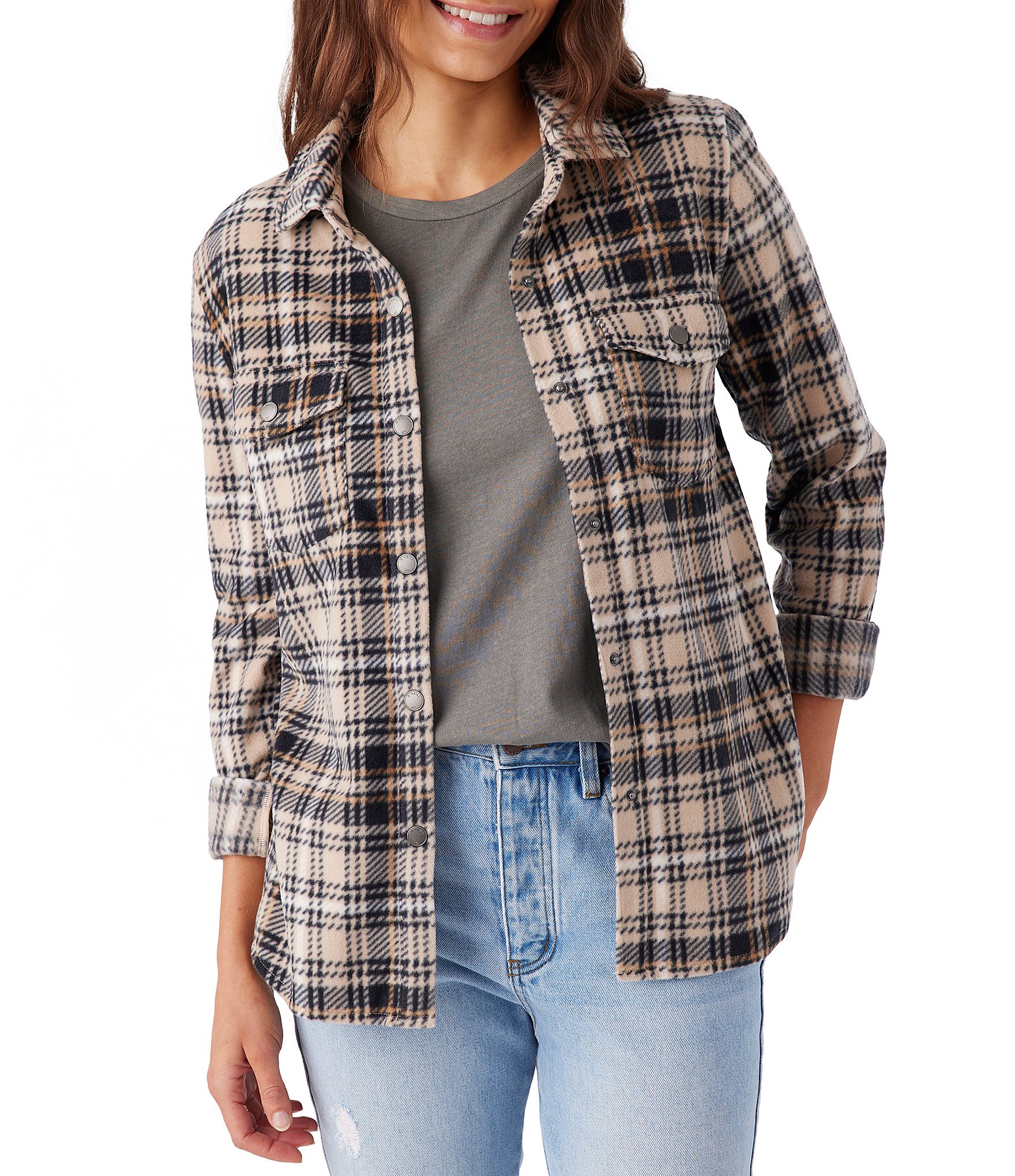 O'Neill Zuma Long Sleeve Light Plaid Flannel Jacket | Dillard's