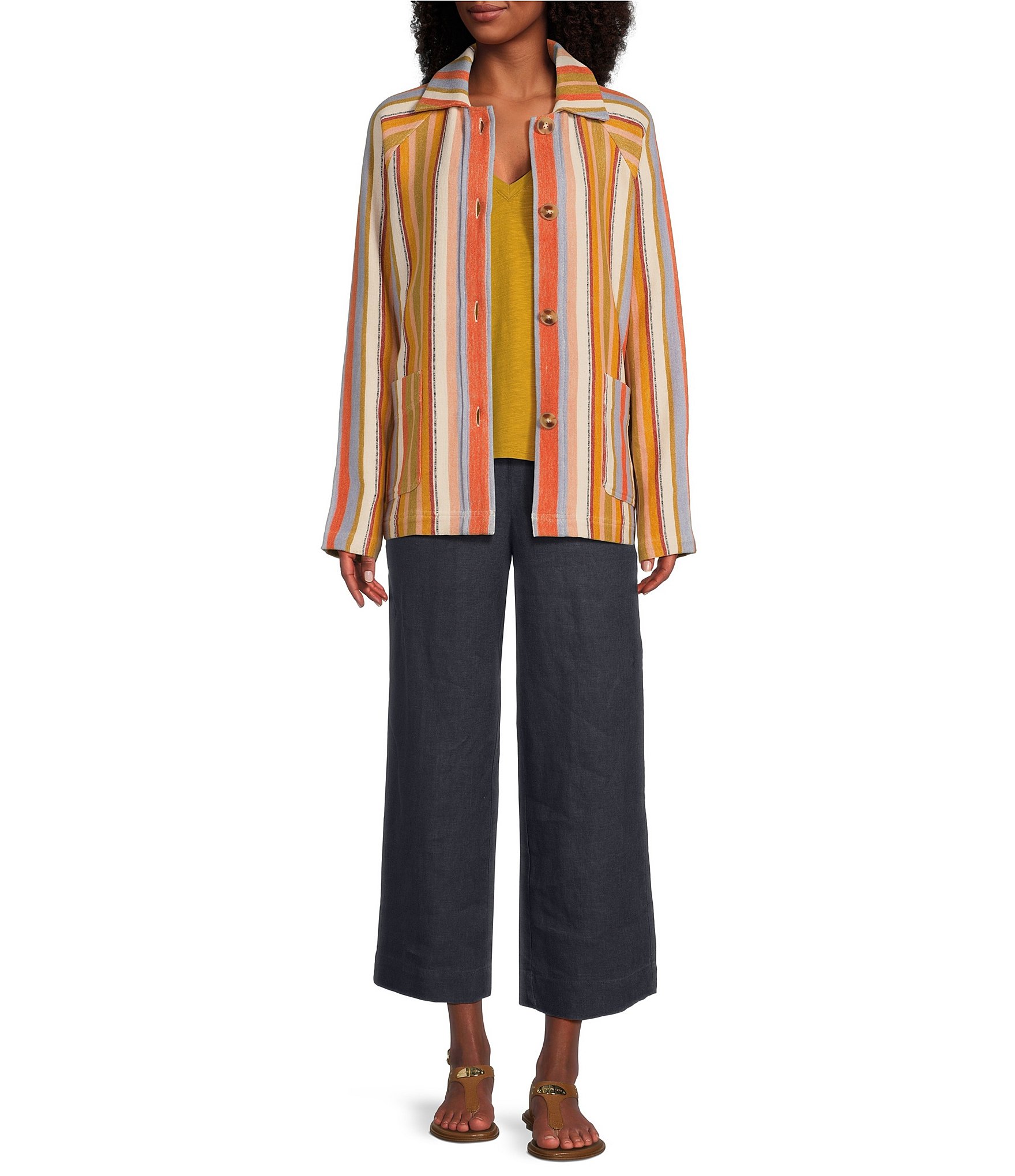 Pendleton Cotton Chore Multi Stripe Point Collar Raglan Sleeve Button ... Pendleton Cotton Chore Multi Stripe Point Collar Raglan Sleeve Button ...
