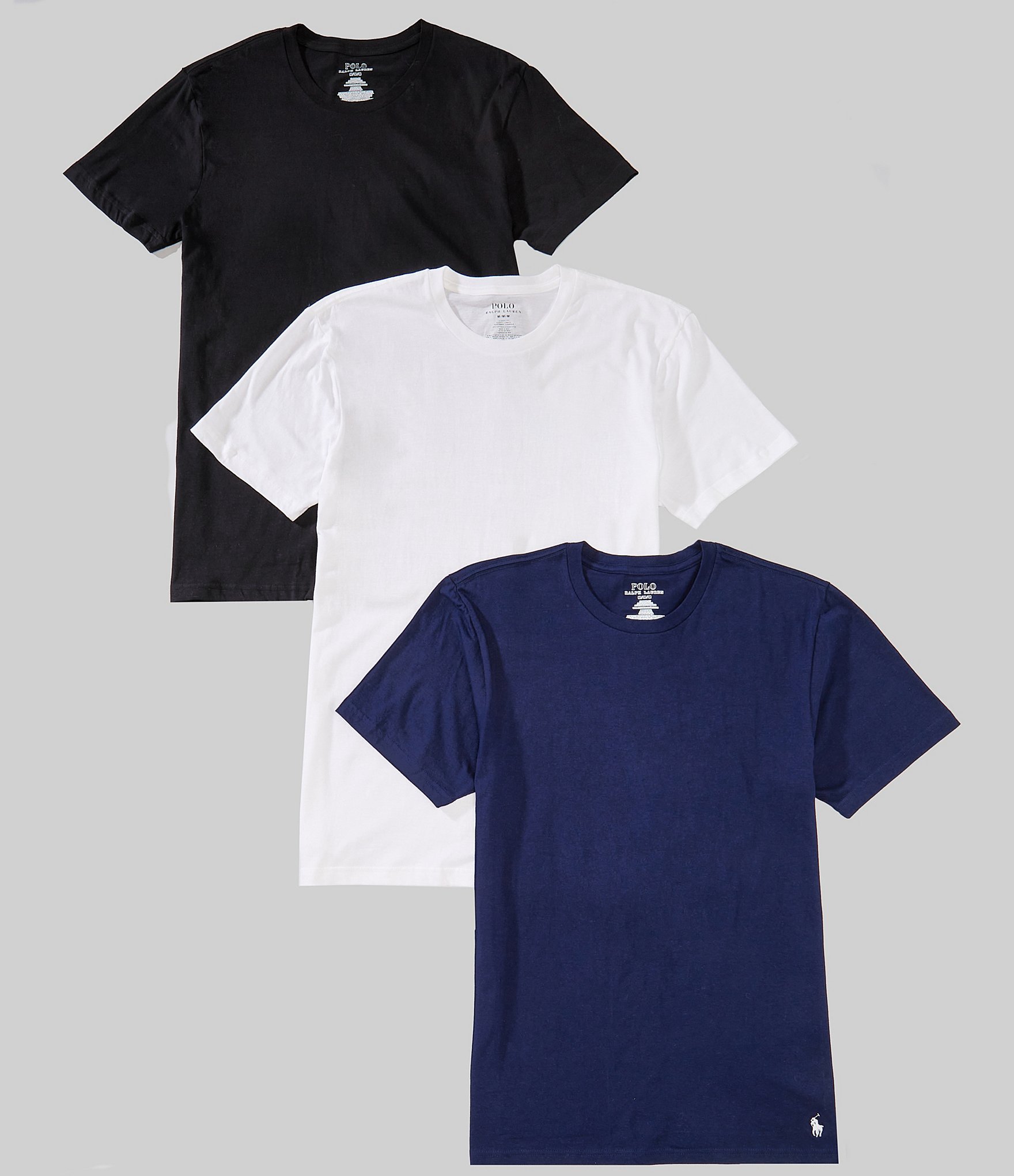 Polo Ralph Lauren Assorted Solid Crewneck Cotton Undershirts 3-Pack ...