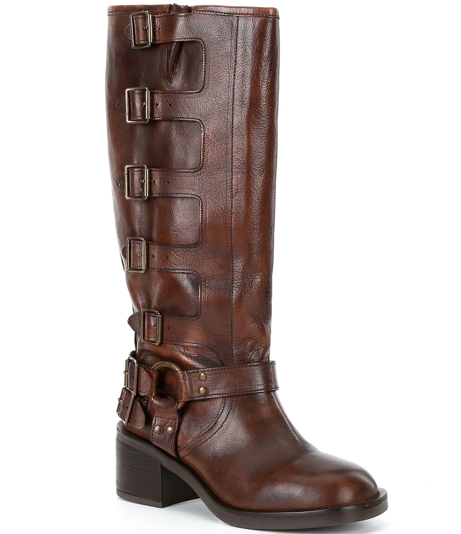 Roan Callow Leather Buckle Engineer Tall Boots | Dillard's