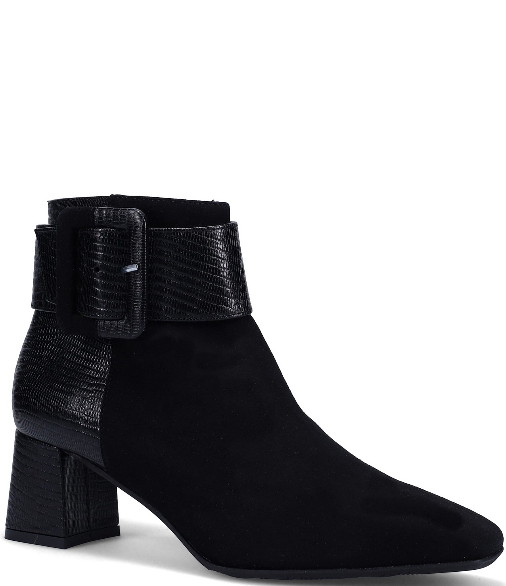 Ron White Leeza Cashmere Suede Lizard Embossed Leather Booties | Dillard's
