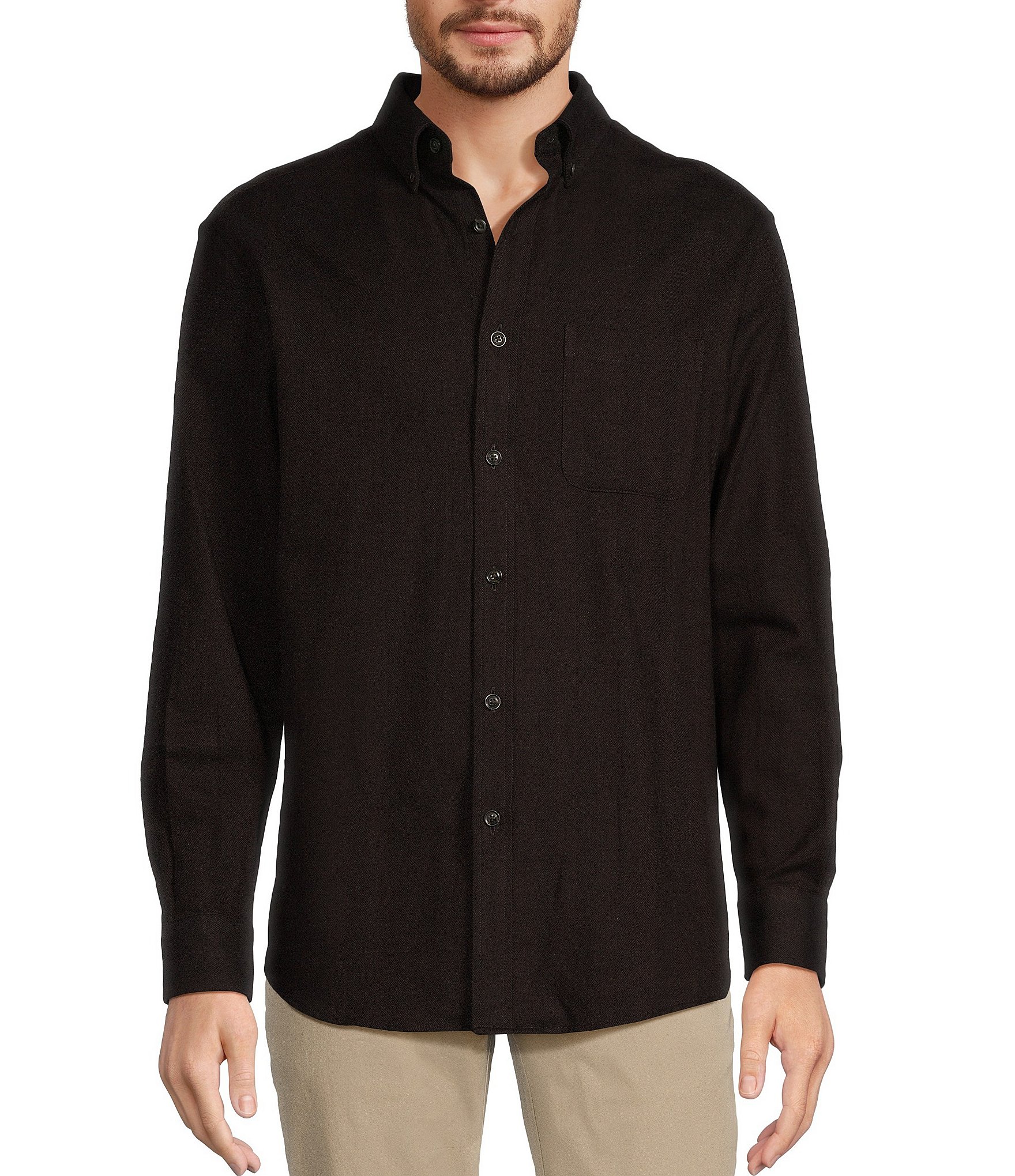 Roundtree & Yorke Long Sleeve Solid Portuguese Flannel Sport Shirt ... Roundtree & Yorke Long Sleeve Solid Portuguese Flannel Sport Shirt ...