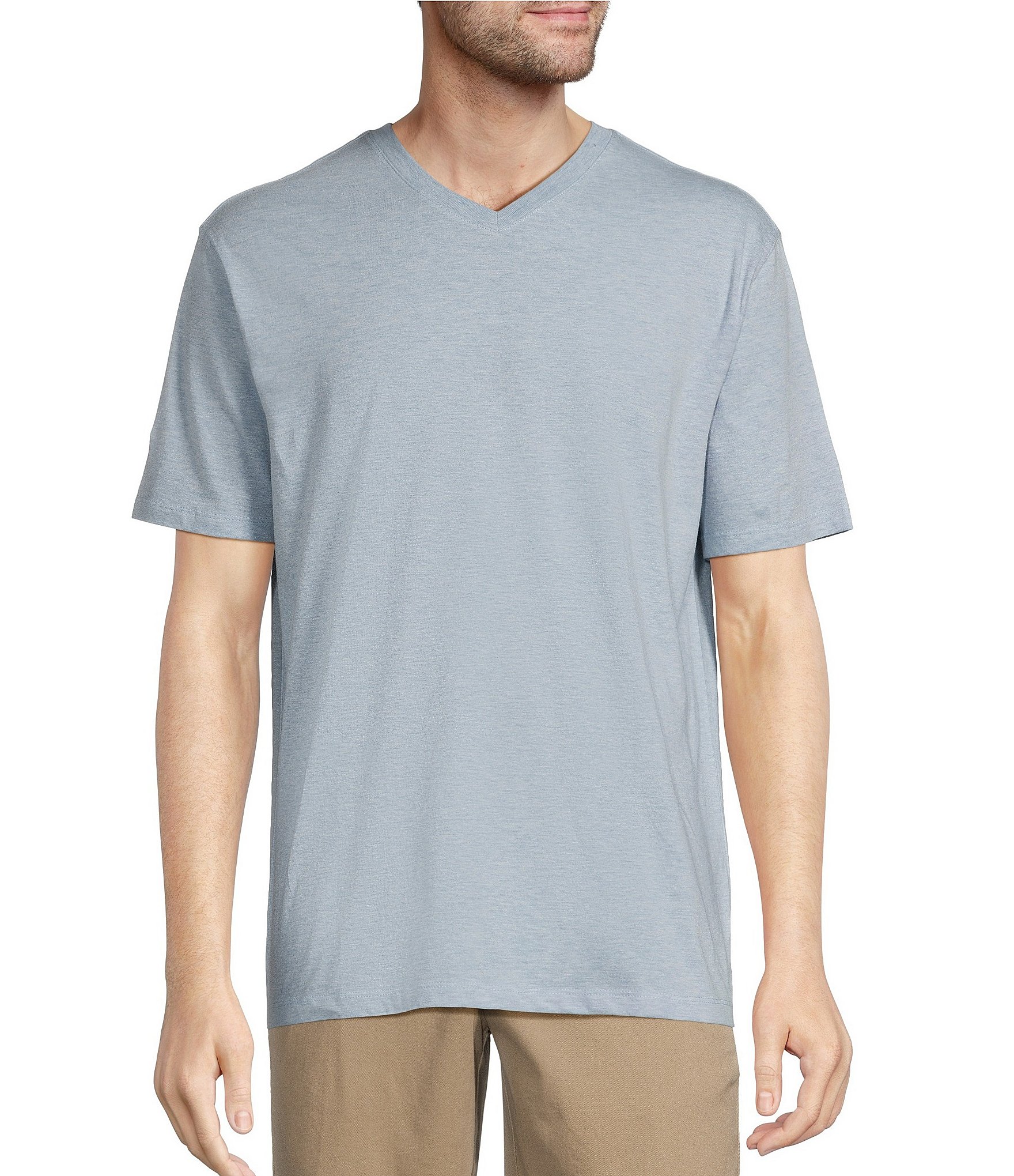 Roundtree & Yorke Solid Cloud Short Sleeve V-Neck T-Shirt | Dillard's