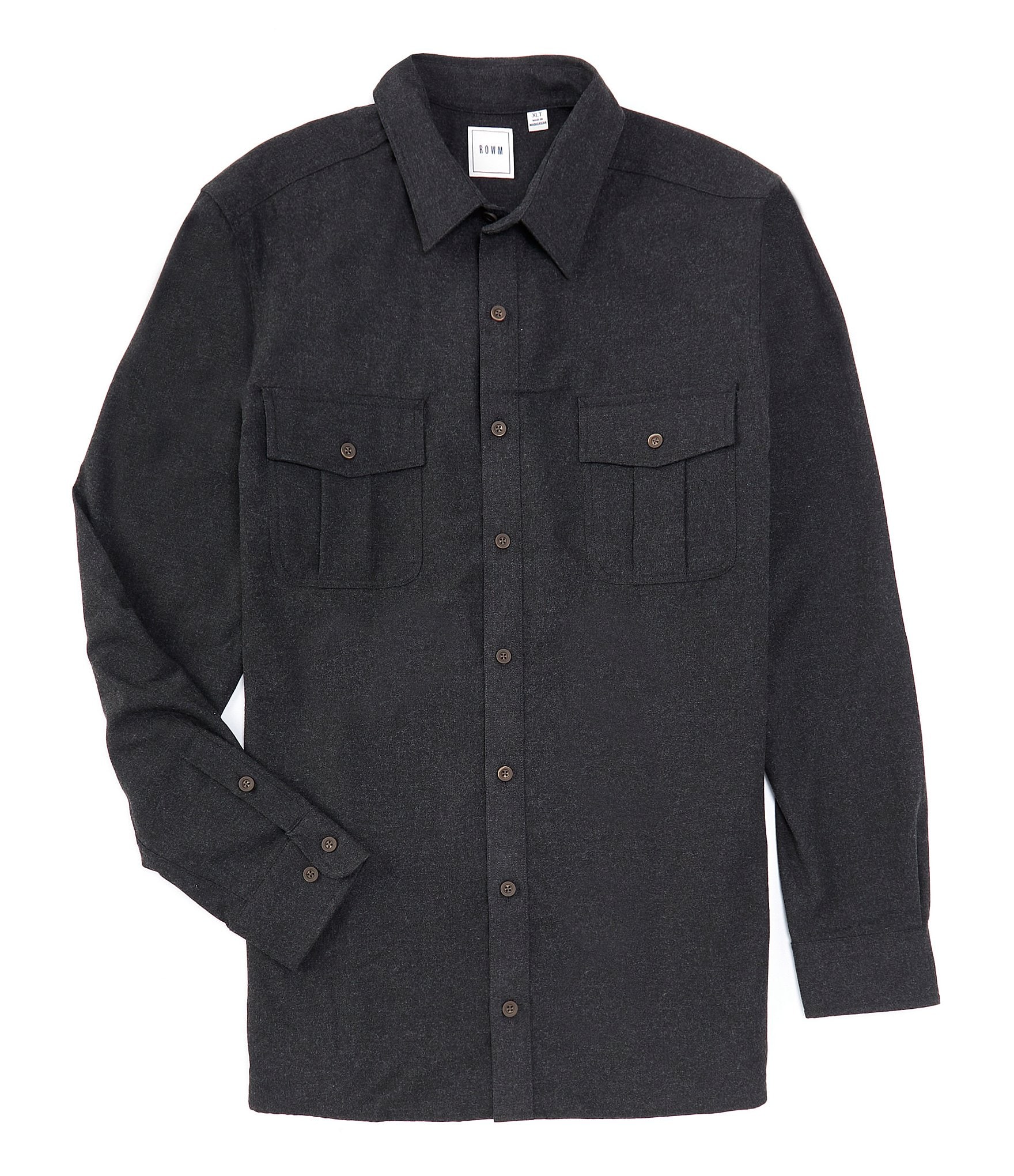 Rowm Big And Tall The Lodge Collection Long Sleeve Brushed Solid Button