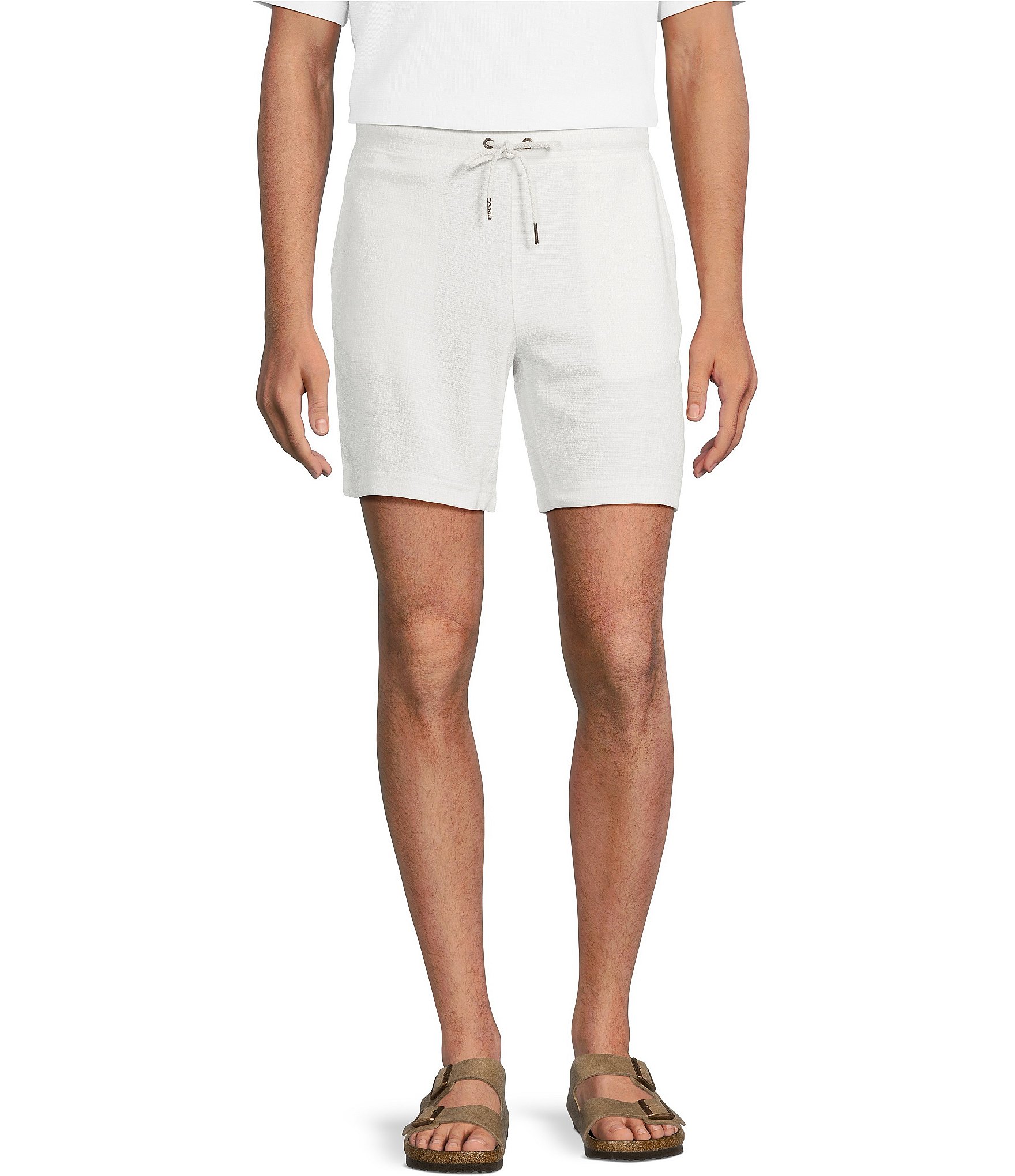 Rowm Flat Front Solid 7" Inseam Texture Shorts | Dillard's