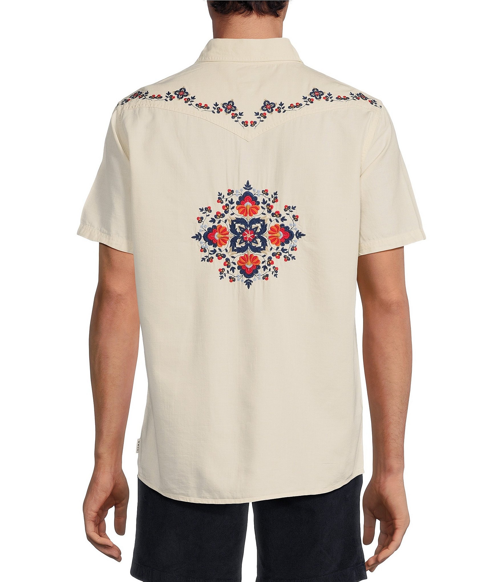 Rowm On The Range Short Sleeve Solid Embroidered Western Shirt Dillards
