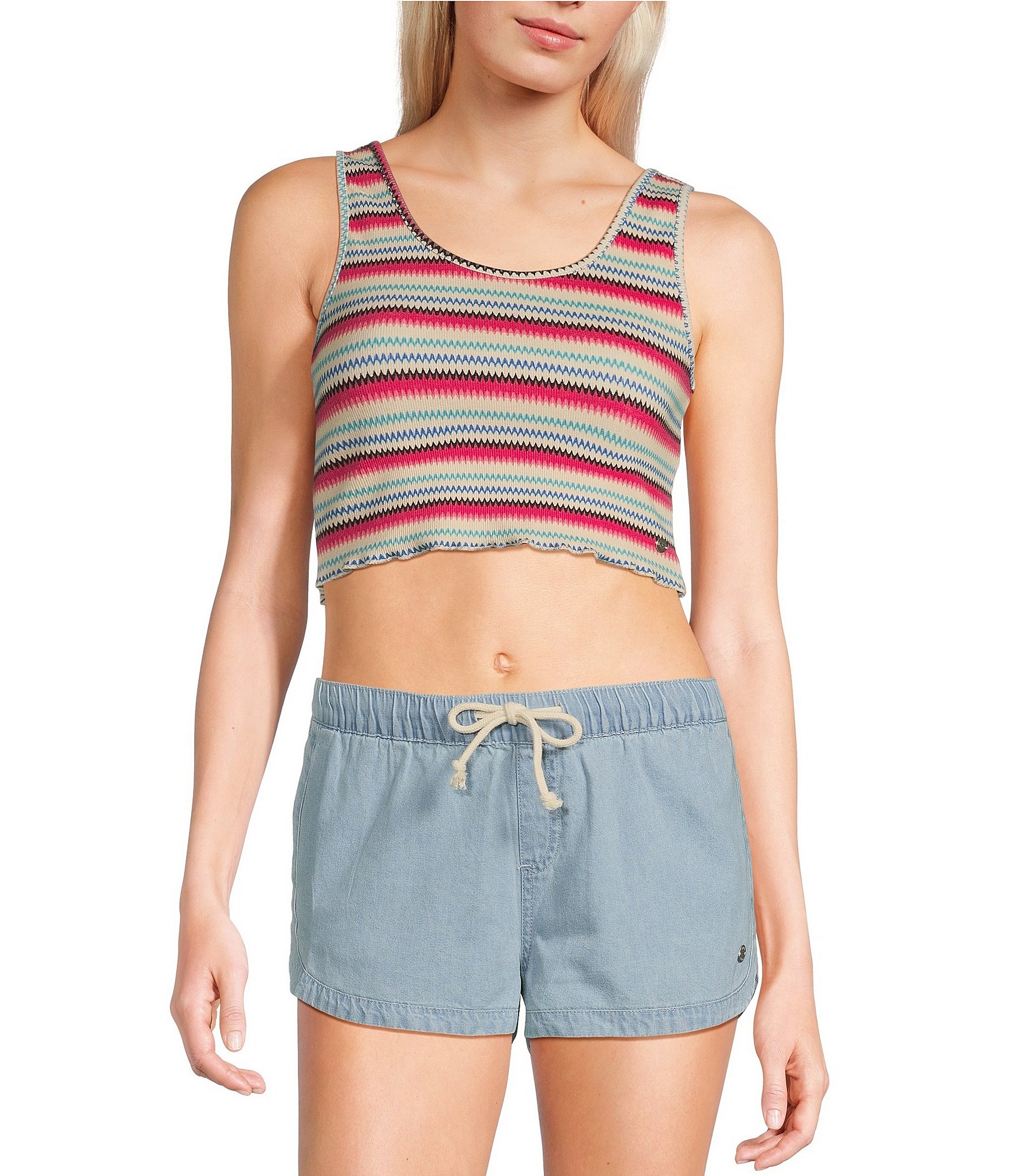 Roxy Keep It Wavy Stripe Print Crop Tank Top | Dillard's
