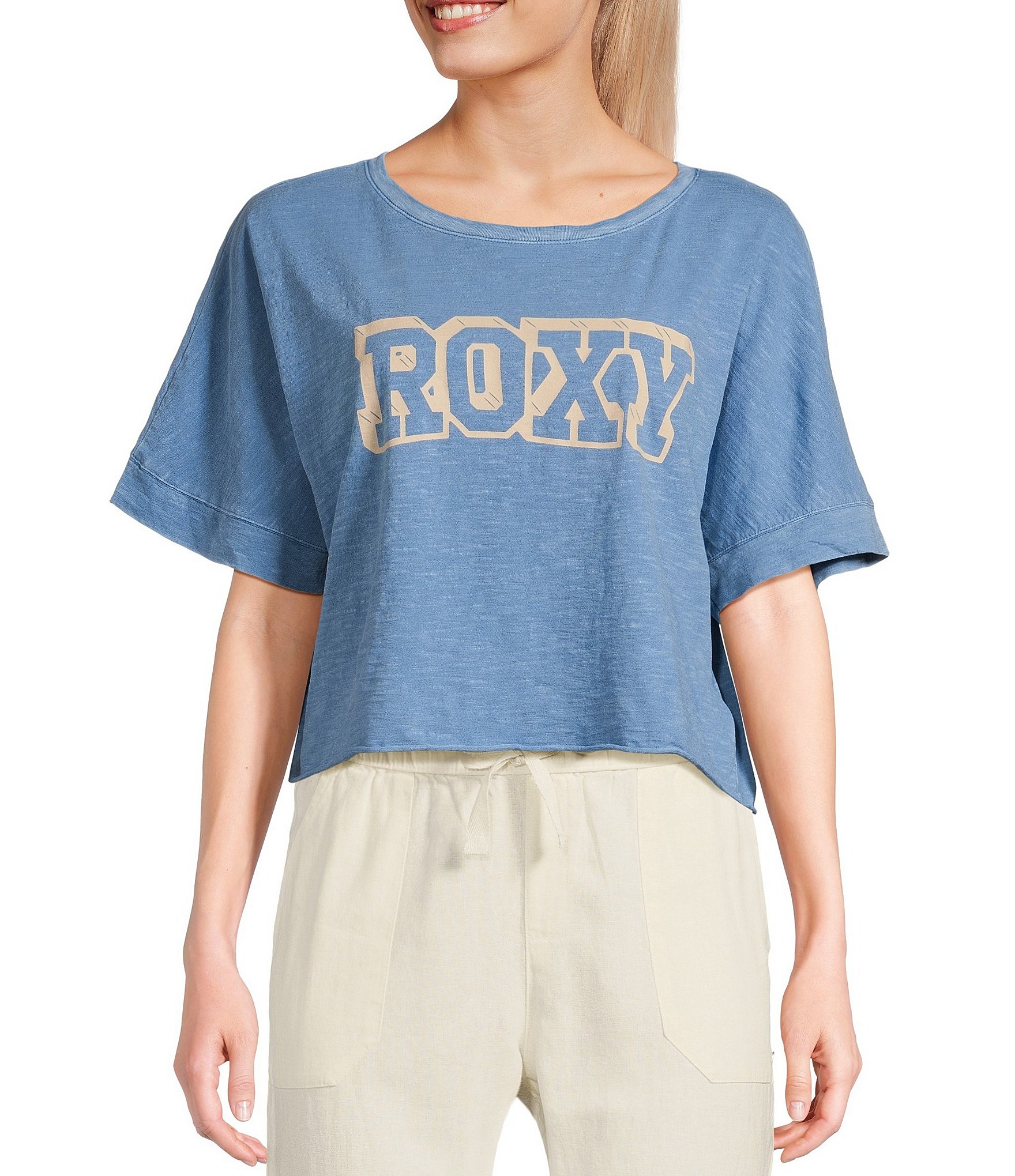 Roxy Logo Short Sleeve Cropped Graphic T-Shirt | Dillard's