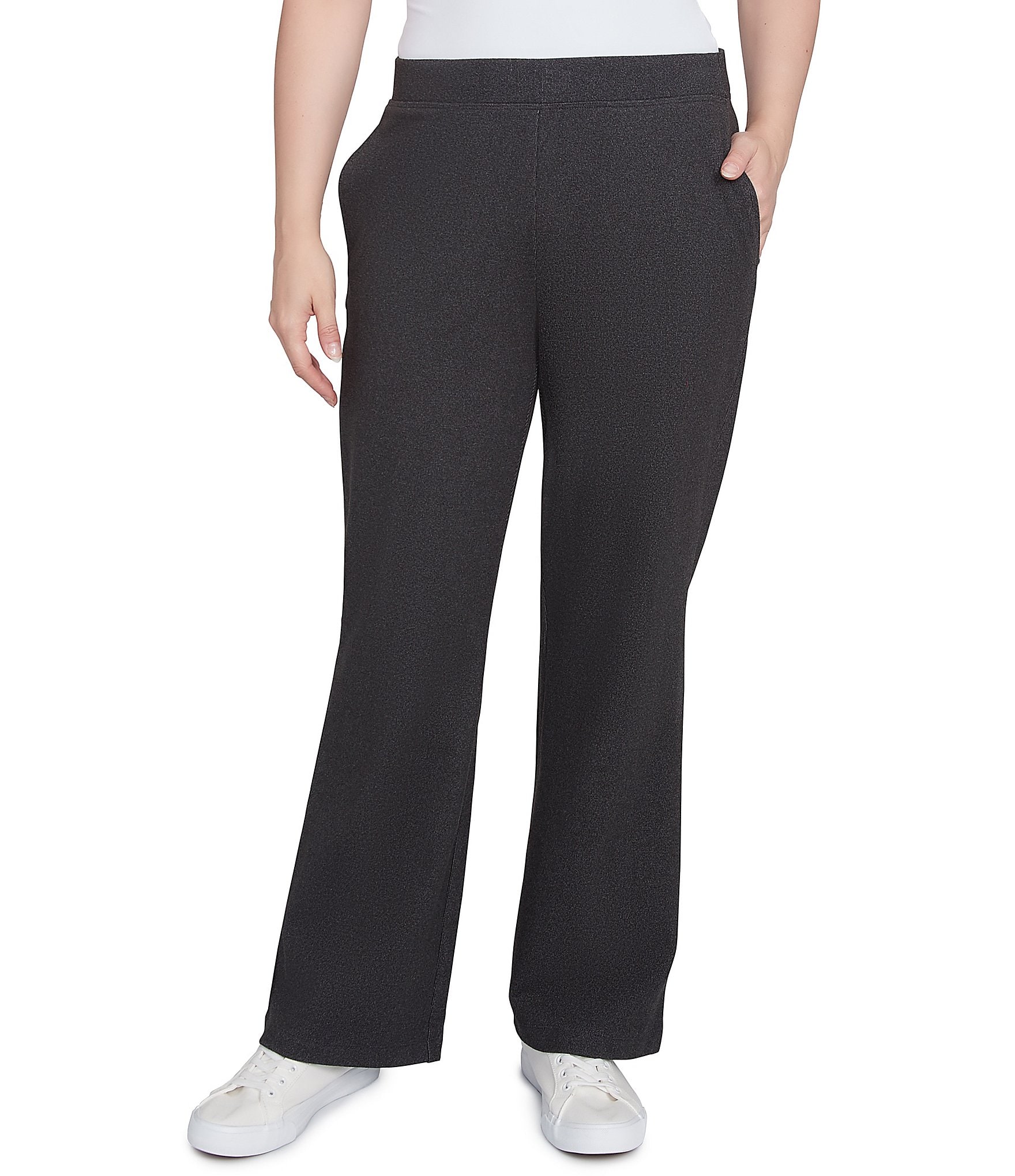 Ruby Rd. Luxe Rib Straight Leg Pull-On Pants | Dillard's