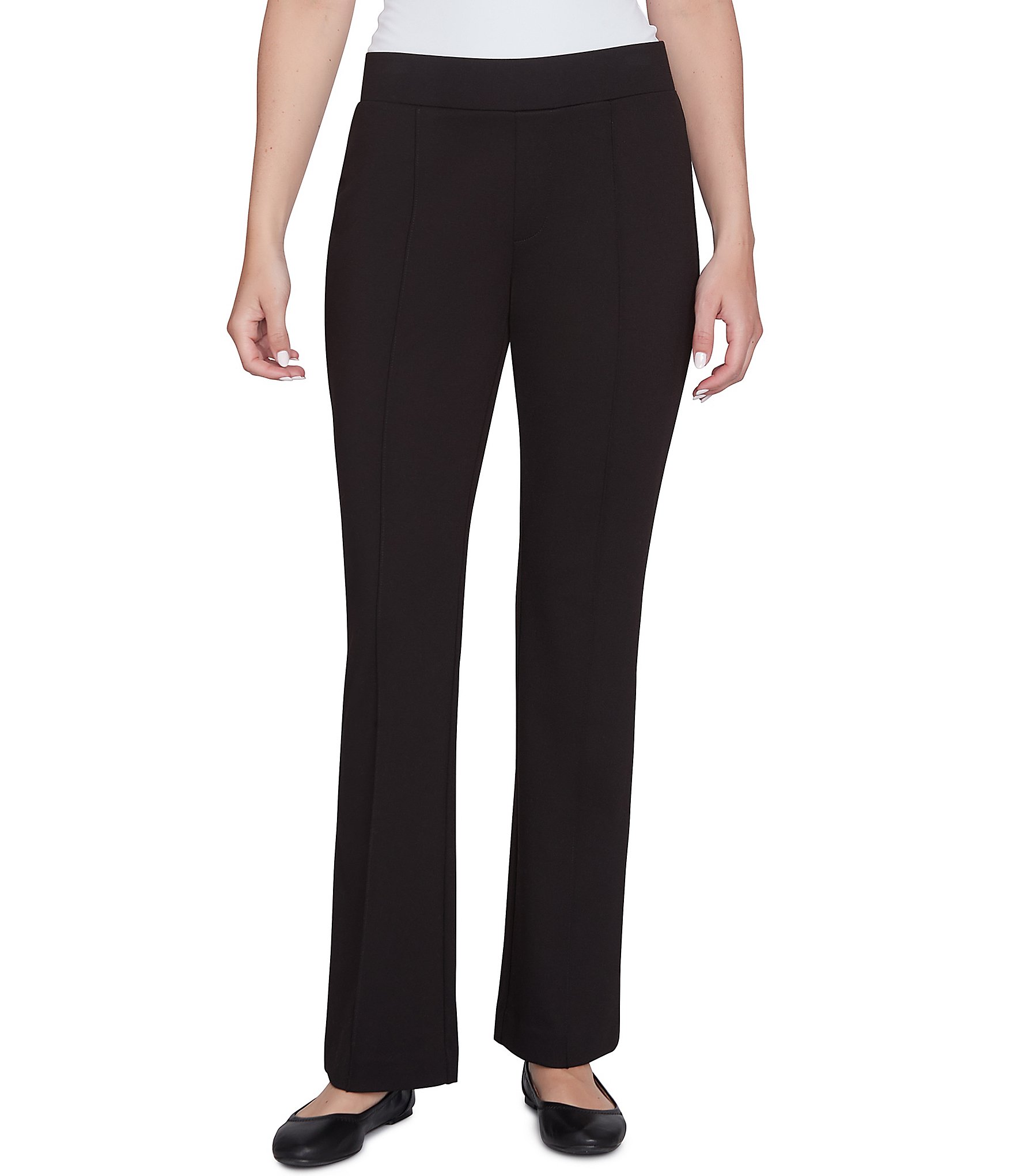 Ruby Rd. Petite Size Ponte Knit Flare Leg Pull-On Pants | Dillard's