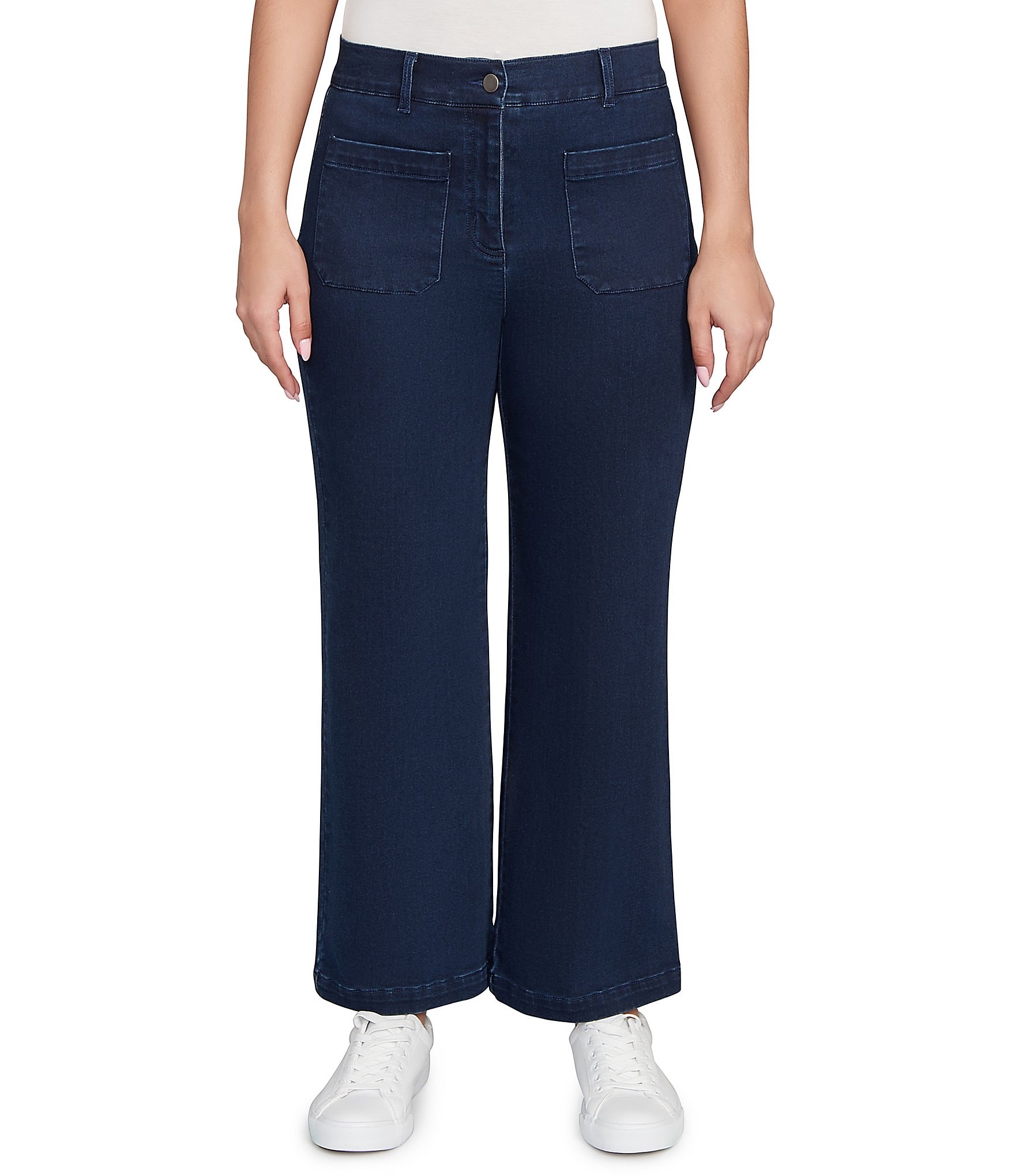 Ruby Rd. Petite Size Soft Terry Wide Leg Relaxed Ankle Denim Jeans ...