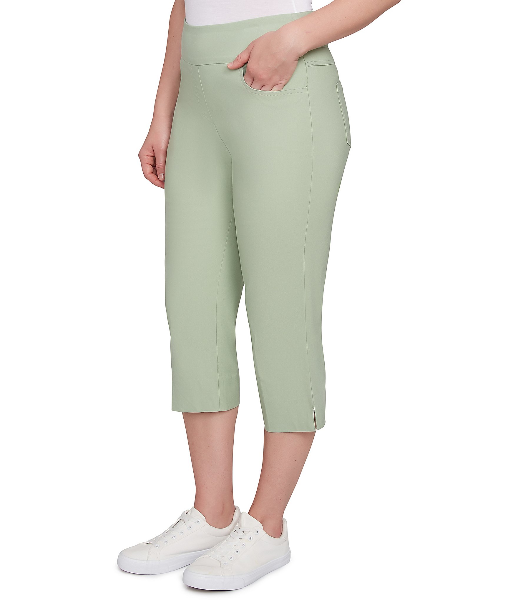 Ruby Rd. Petite Size Stretch Straight Leg Pull-On Capri Pants | Dillard's