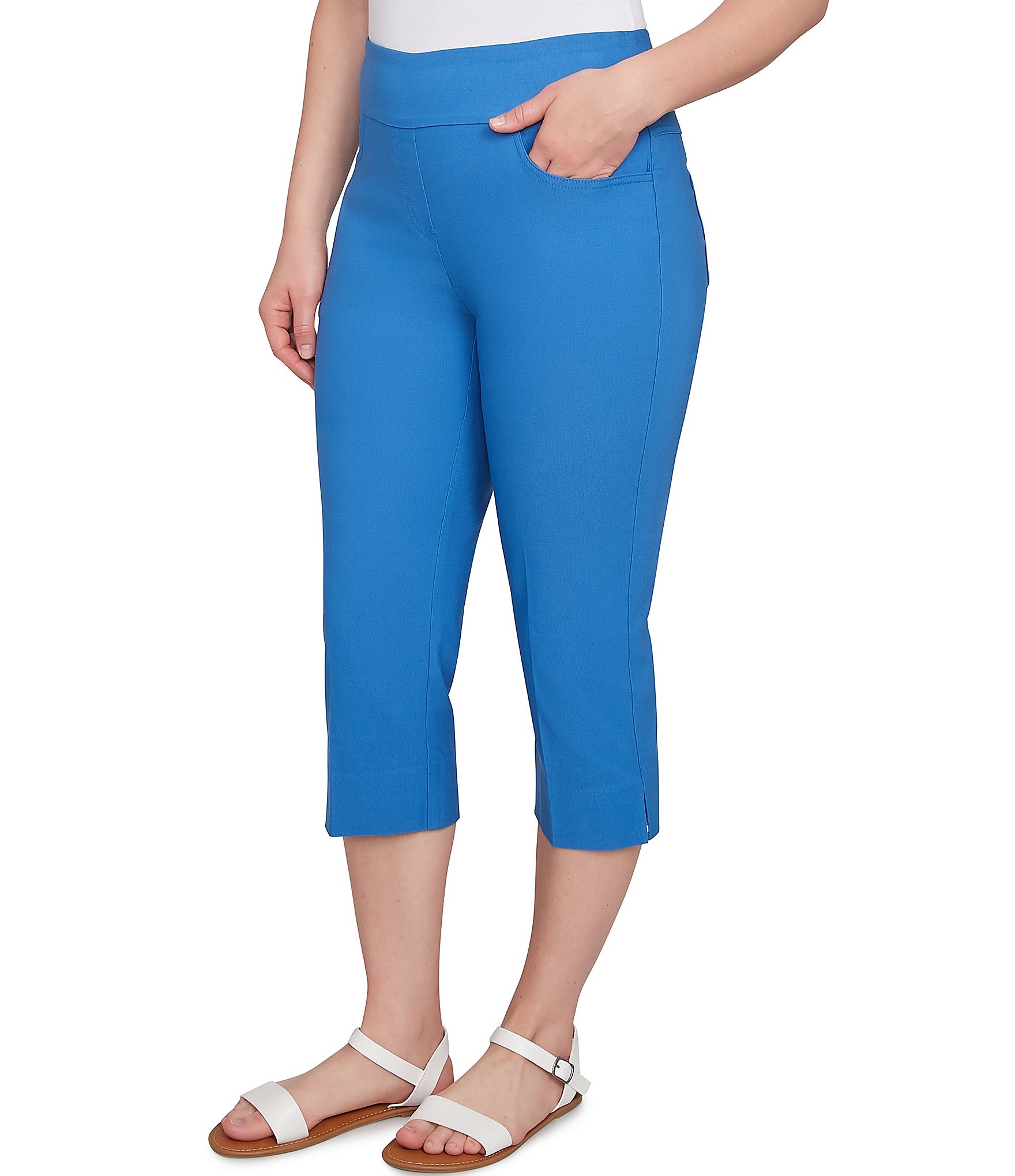 Ruby Rd. Petite Size Stretch Straight Leg Pull-On Capri Pants | Dillard's