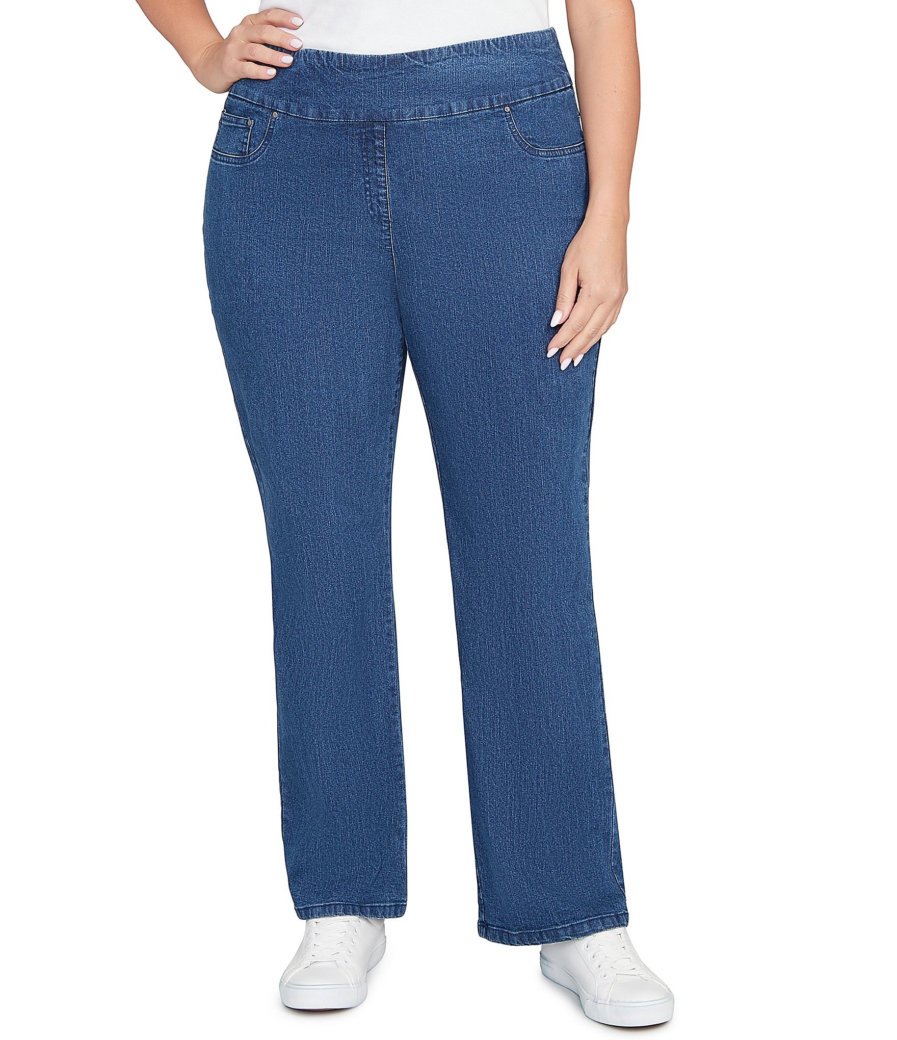 Ruby Rd. Plus Size Bootcut Flare Leg Pull-On Jeans | Dillard's