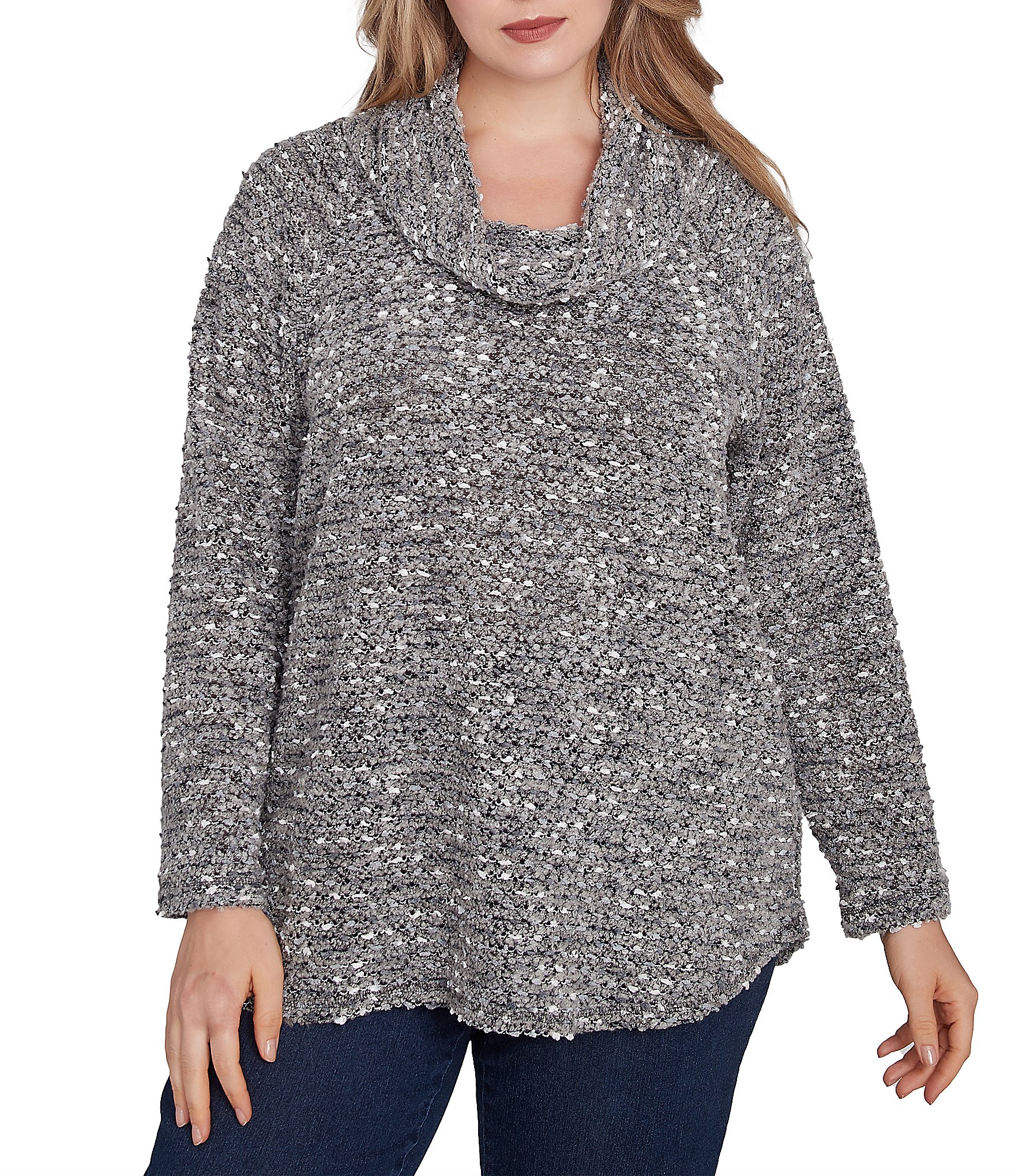 Ruby Rd. Plus Size Cozy Knit Cowl Neck Bracelet Sleeve Pullover Sweater ...