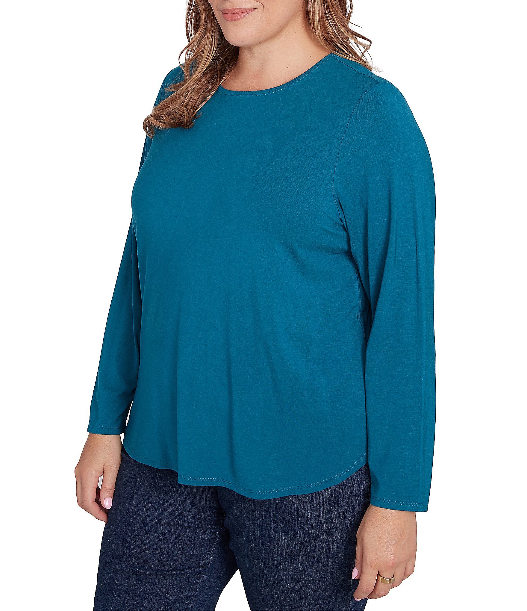 Ruby Rd. Plus Size Crew Neck Long Sleeve Knit Top | Dillard's