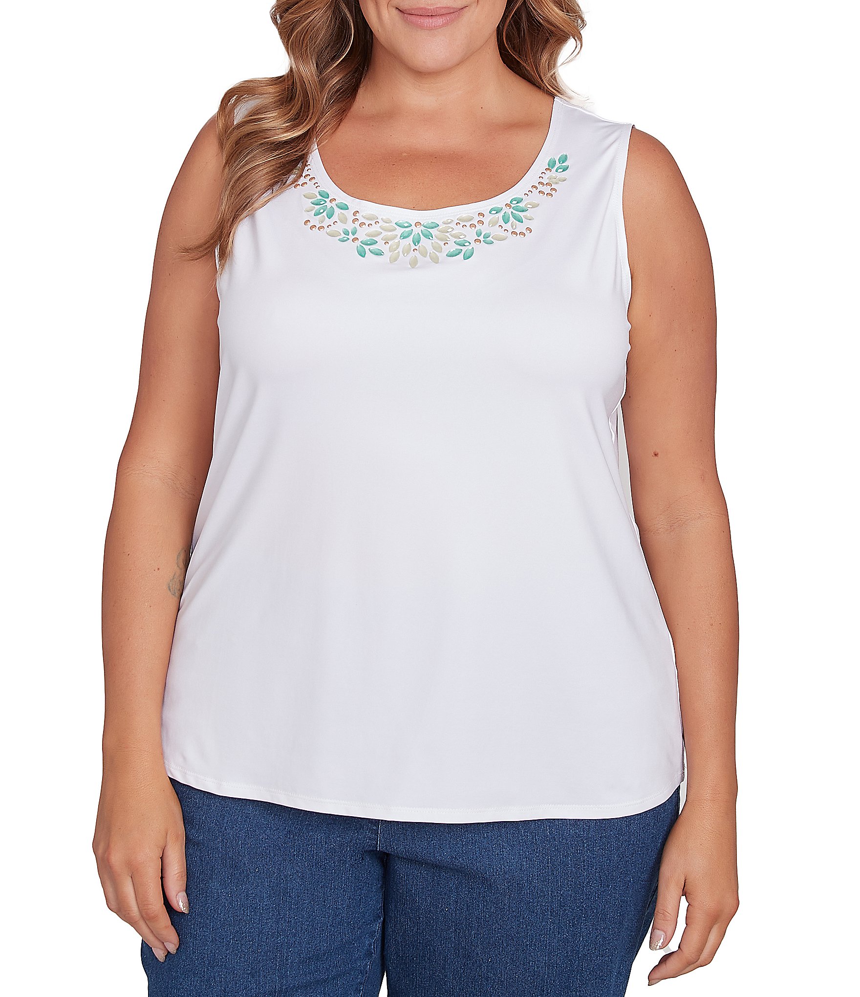 Ruby Rd. Plus Size Embellished Scoop Neck Sleeveless Tank Top | Dillard's