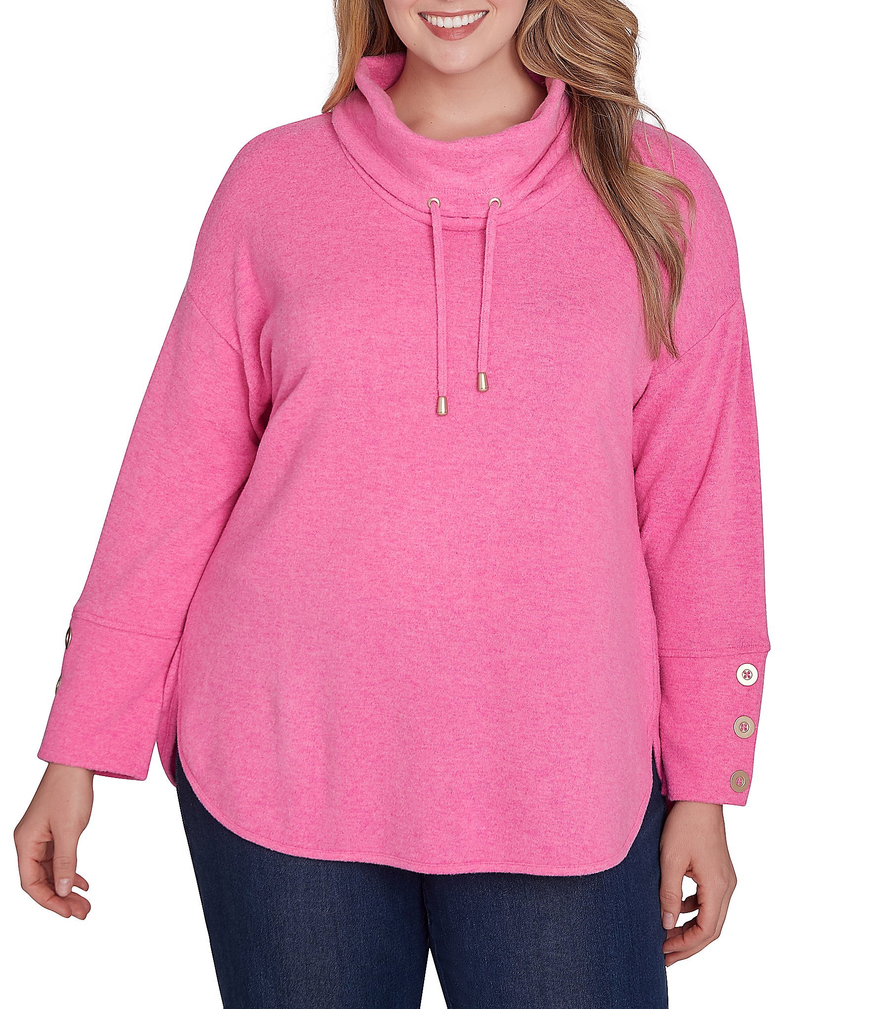 Ruby Rd Plus Size Knit Cowl Collar Long Sleeve Cozy Top Dillards