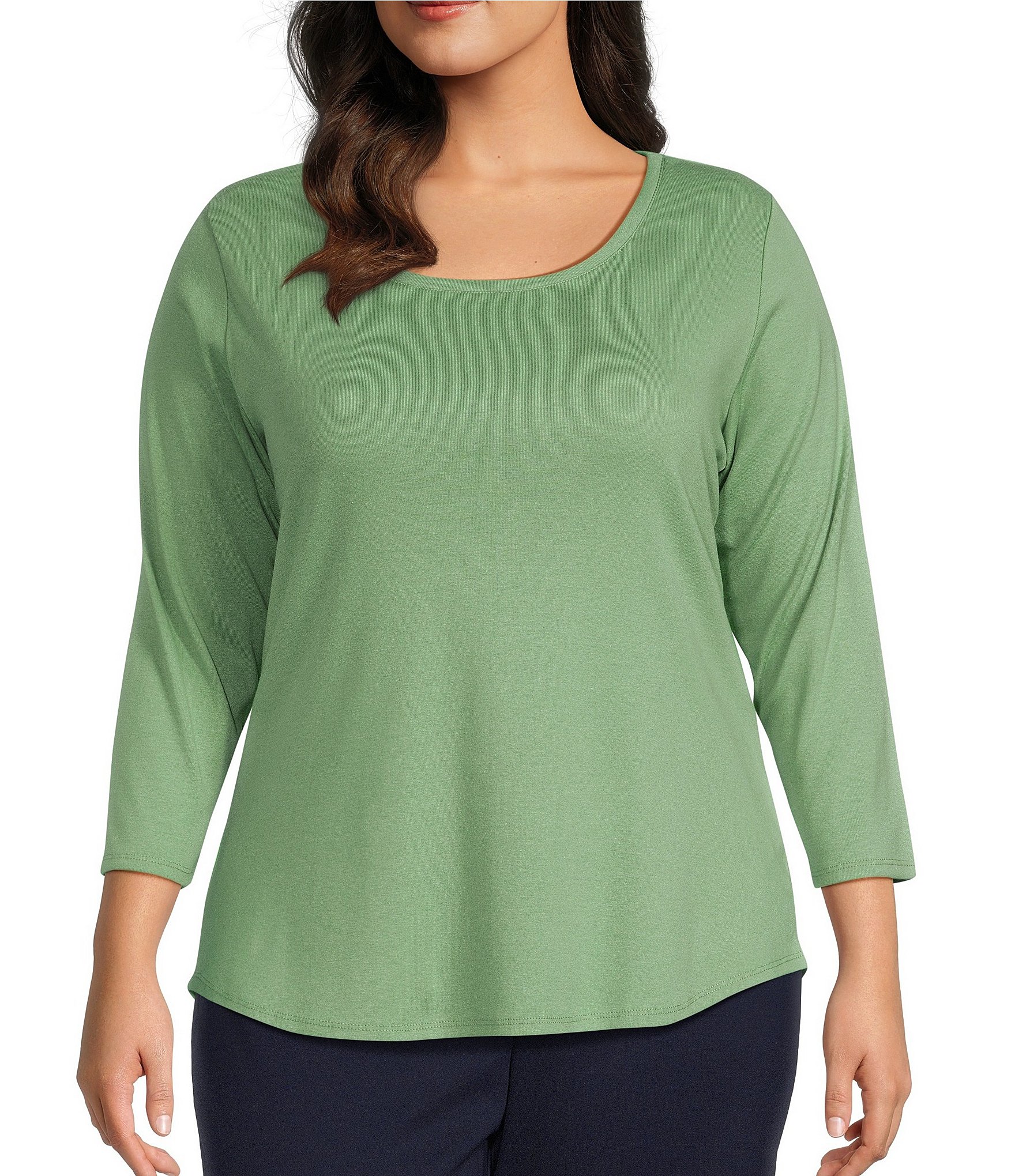 Ruby Rd. Plus Size Knit Scoop Neck 3/4 Sleeve Top | Dillard's