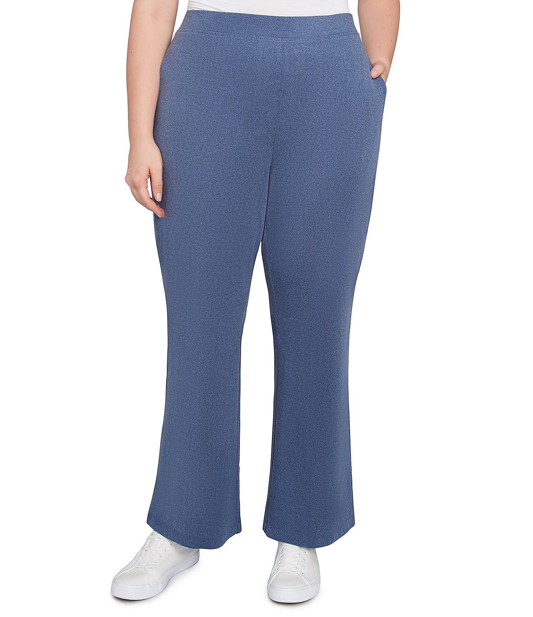 Ruby Rd. Plus Size Luxe Rib Straight Leg Pull-On Pants | Dillard's