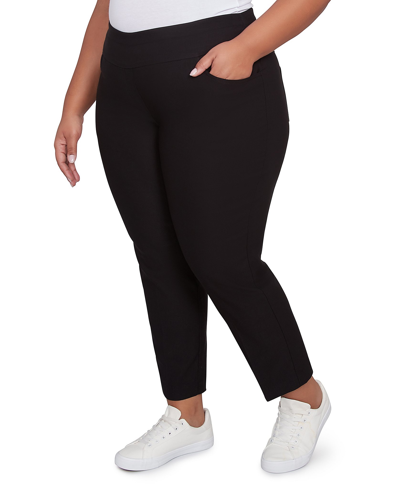 Ruby Rd. Plus Size Silk Tech Straight Leg Pull-On Ankle Pants | Dillard's