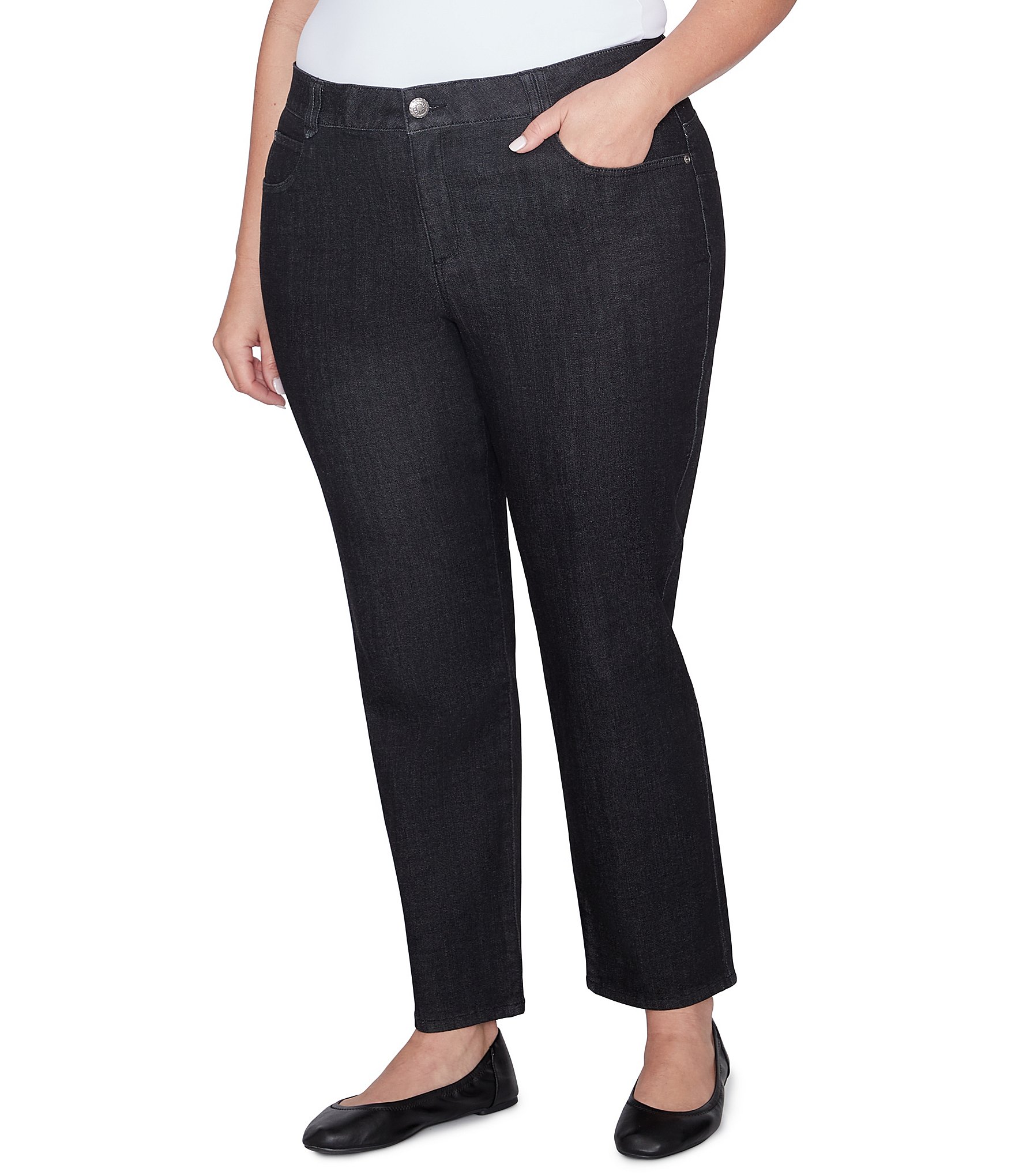 Ruby Rd. Plus Size Soft Denim Pull-On Boot-Cut Jeans | Dillard's