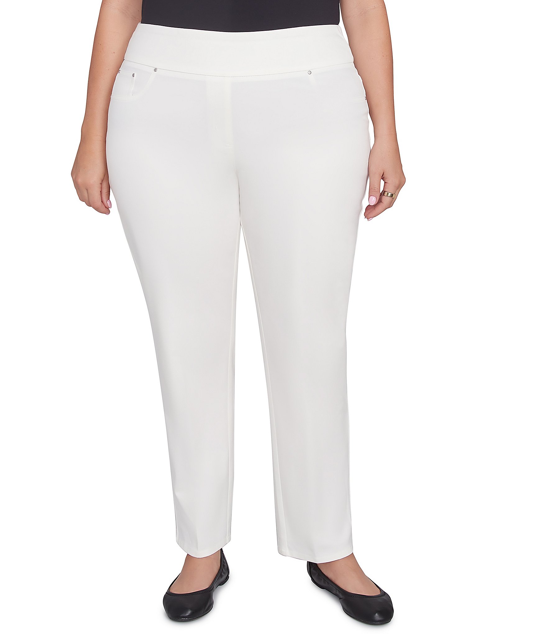 Ruby Rd. Plus Size Soft Twill Straight Leg Pull-On Pants | Dillard's